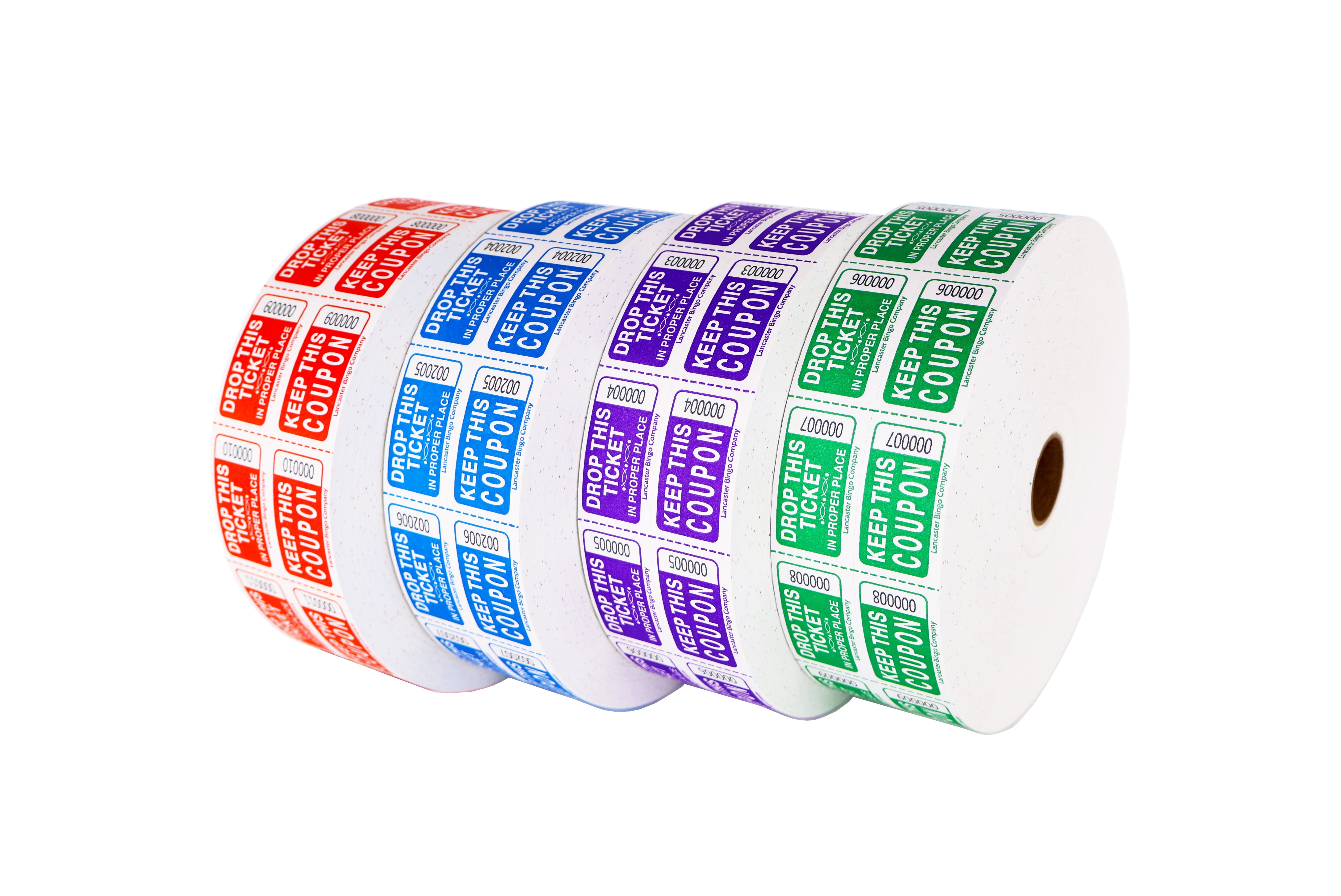 Double Row 2,000 Tickets/roll White Bristol Paper w/Color Ink 4 pk ...