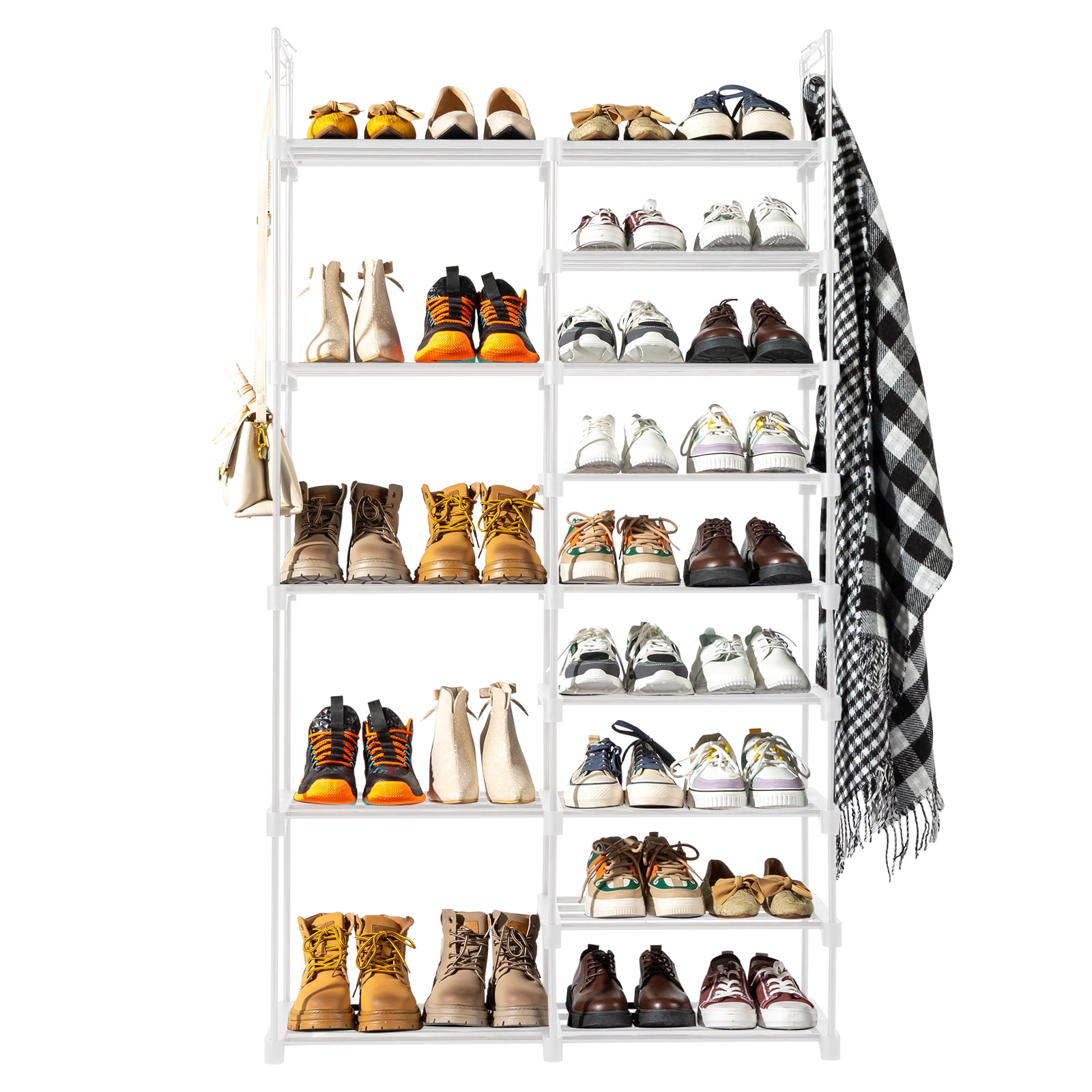 Double Row 9 Layers Shoe Rack With Handles Non-Woven Iron Pipe + Pp Pad ...
