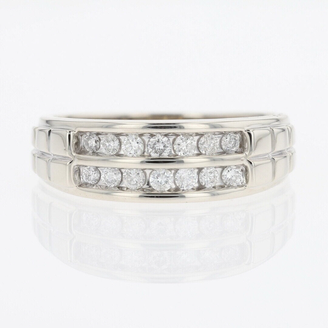 Double Row Channel Set Diamond Ring Half Eternity Ring 1.8 Ct Diamond ...