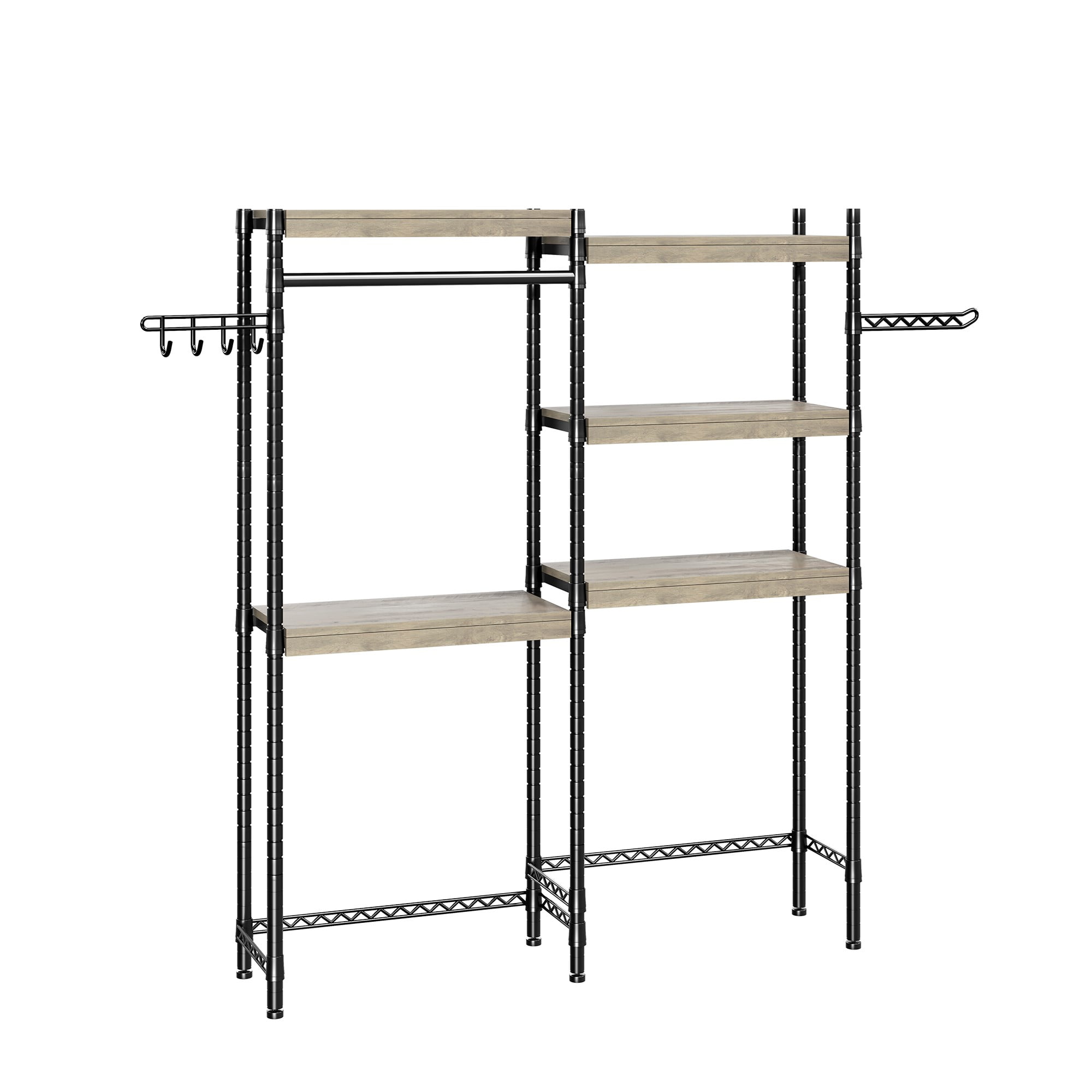 Double Row Laundry Rack, Storage Rack with 5 Shelf Dividers Shelves ...