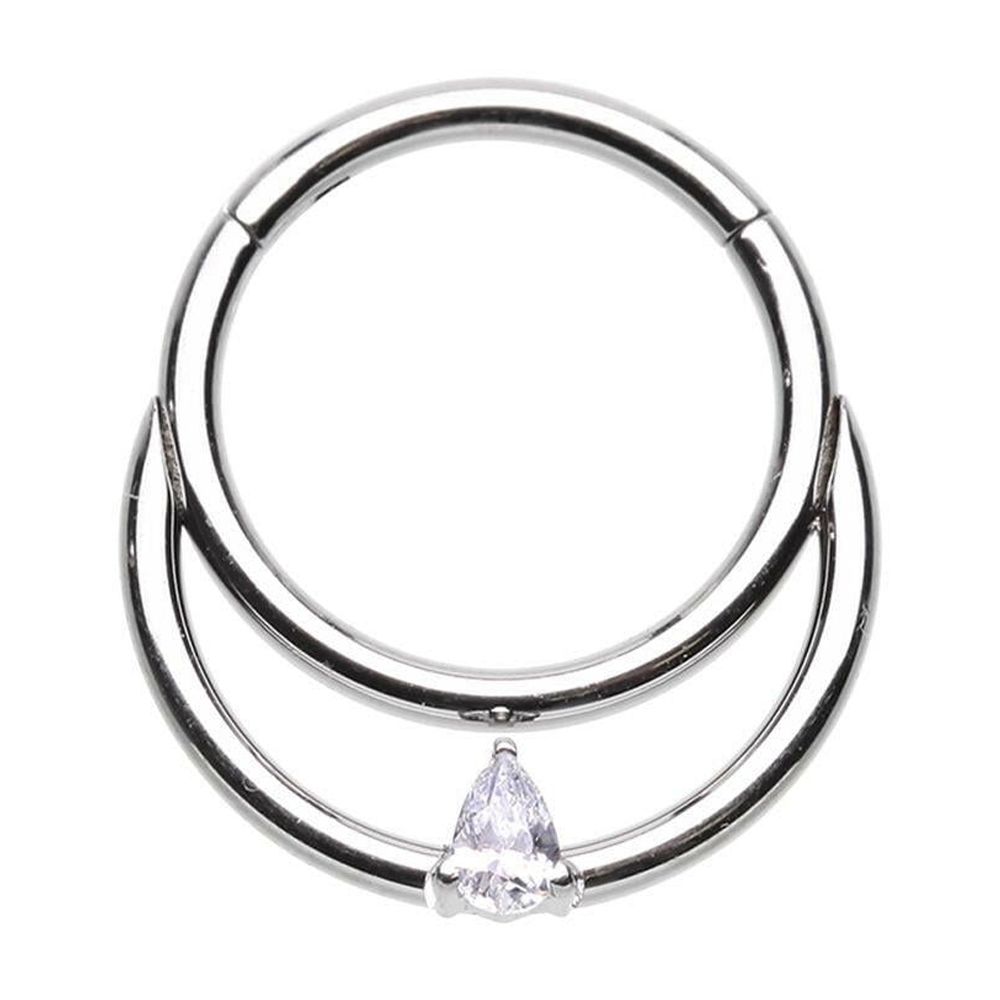 Double Row Single Gem Steel Seamless Hinged Clicker Ring - Walmart.com