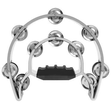 Tambourine Double Row Metal Jingles Bell Hand Held Percussion Half Moon ...