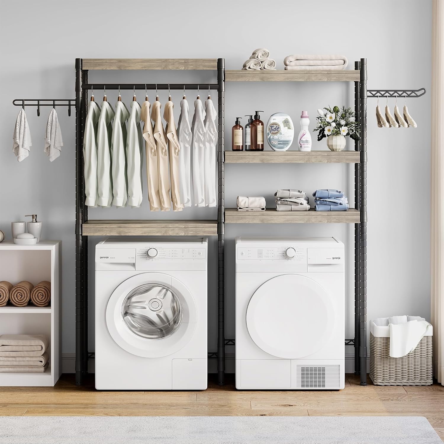 Double Row Over Washer and Dryer Storage Shelves, Laundry Room ...