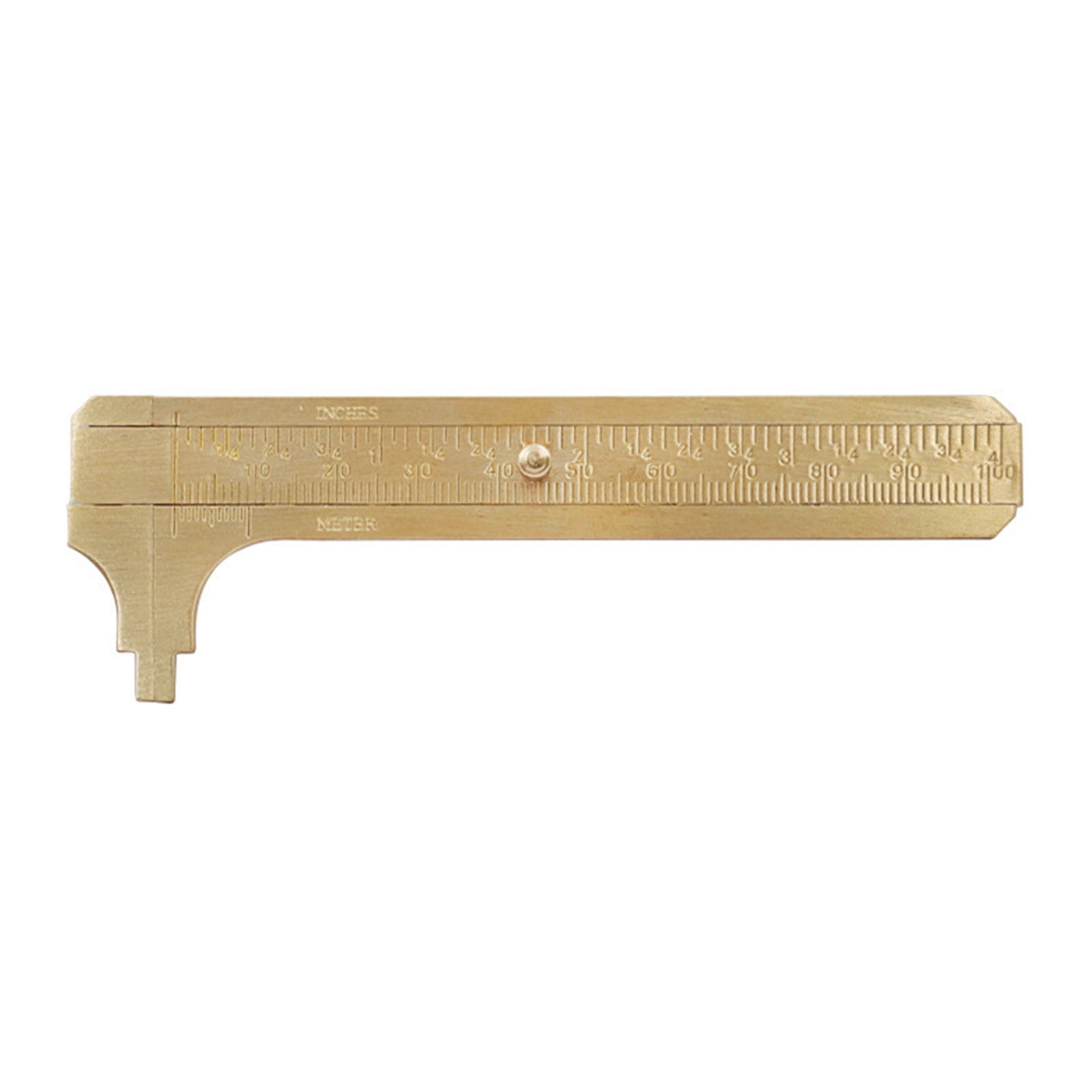 Double Scales Vernier Caliper Ruler Measuring Tool mm/inch Brass Pocket ...