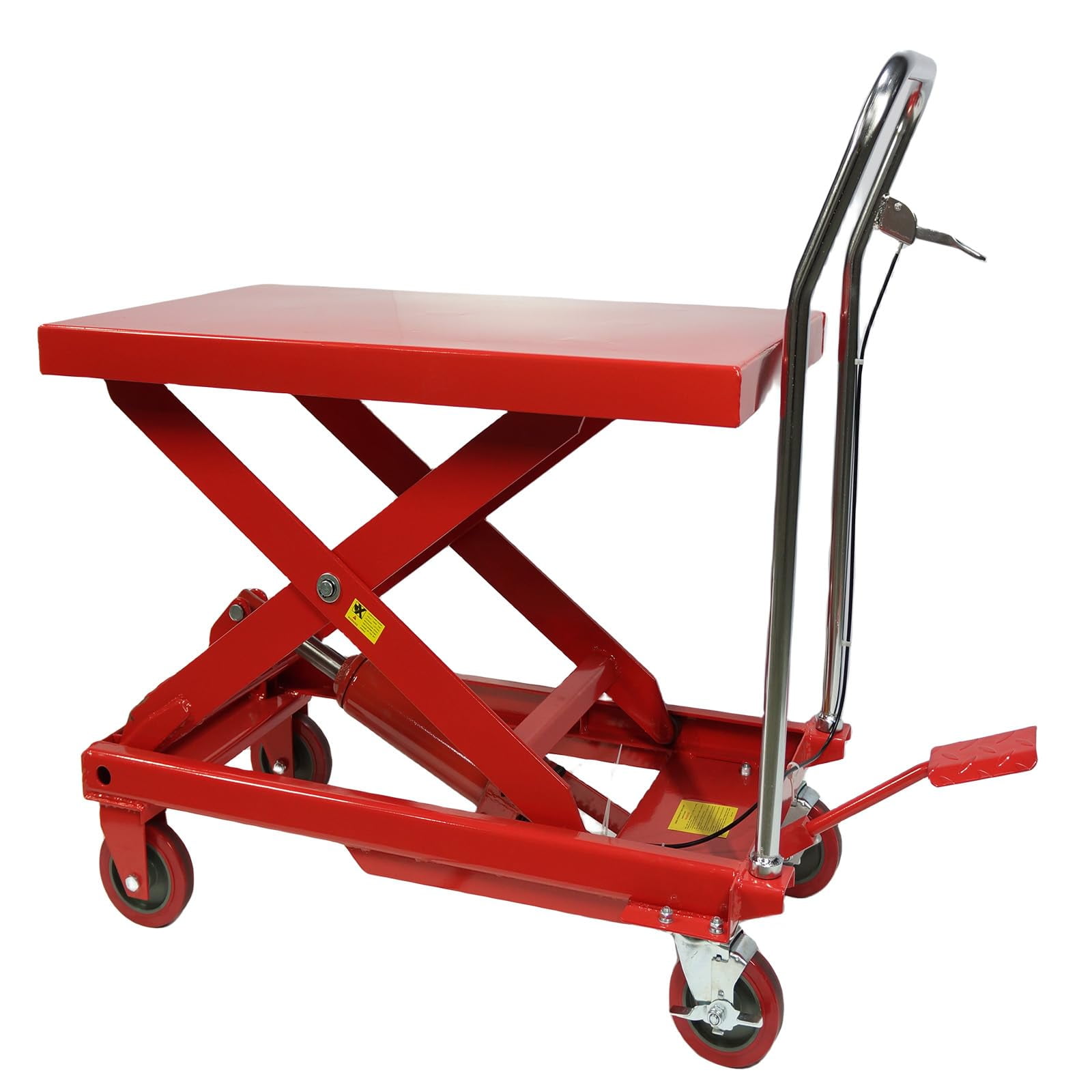 Double Scissor Lift Table, Cart Lift Table Cart with 4 Wheels and Foot ...