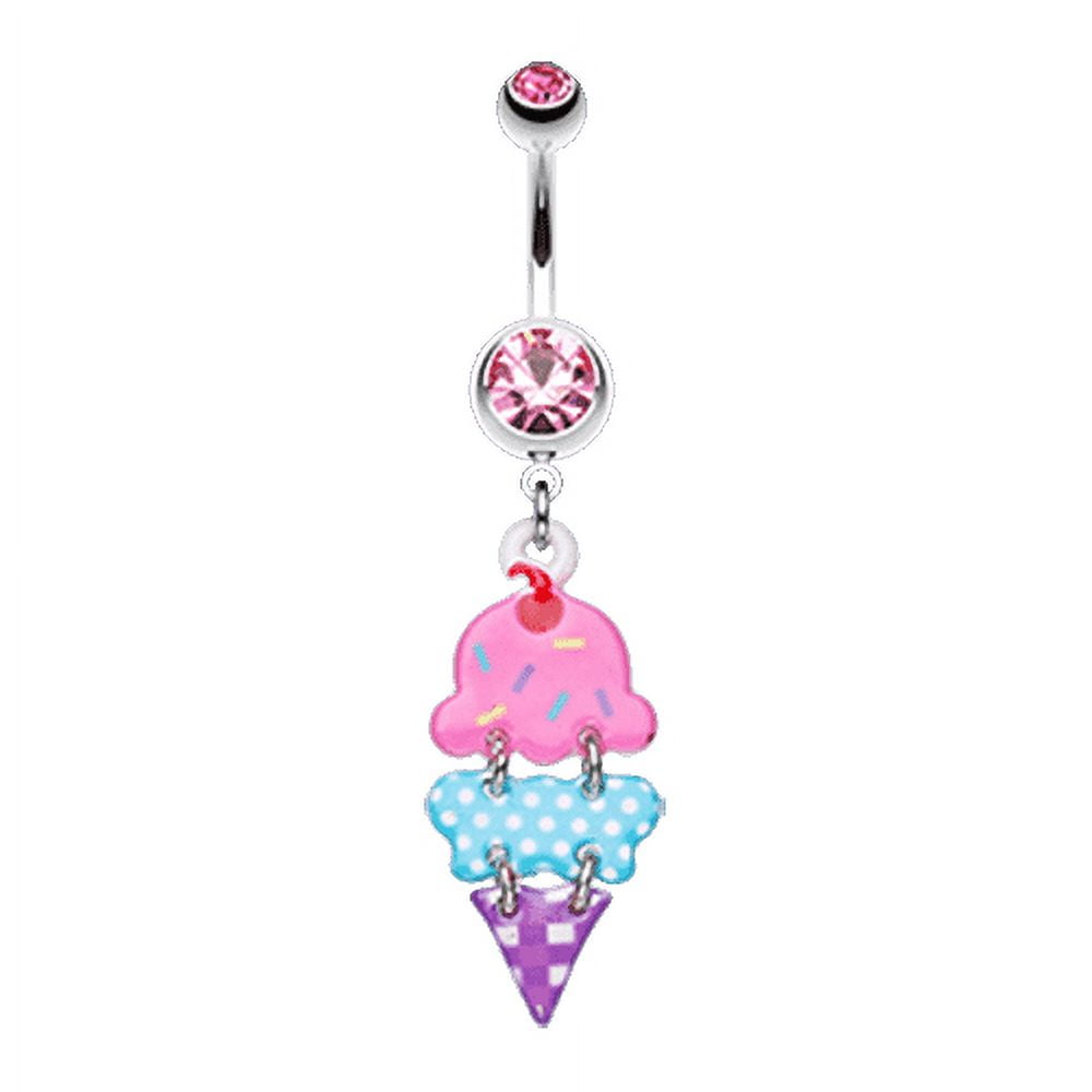 Double Scoop Ice Cream Cone Belly Button Ring - Walmart.com