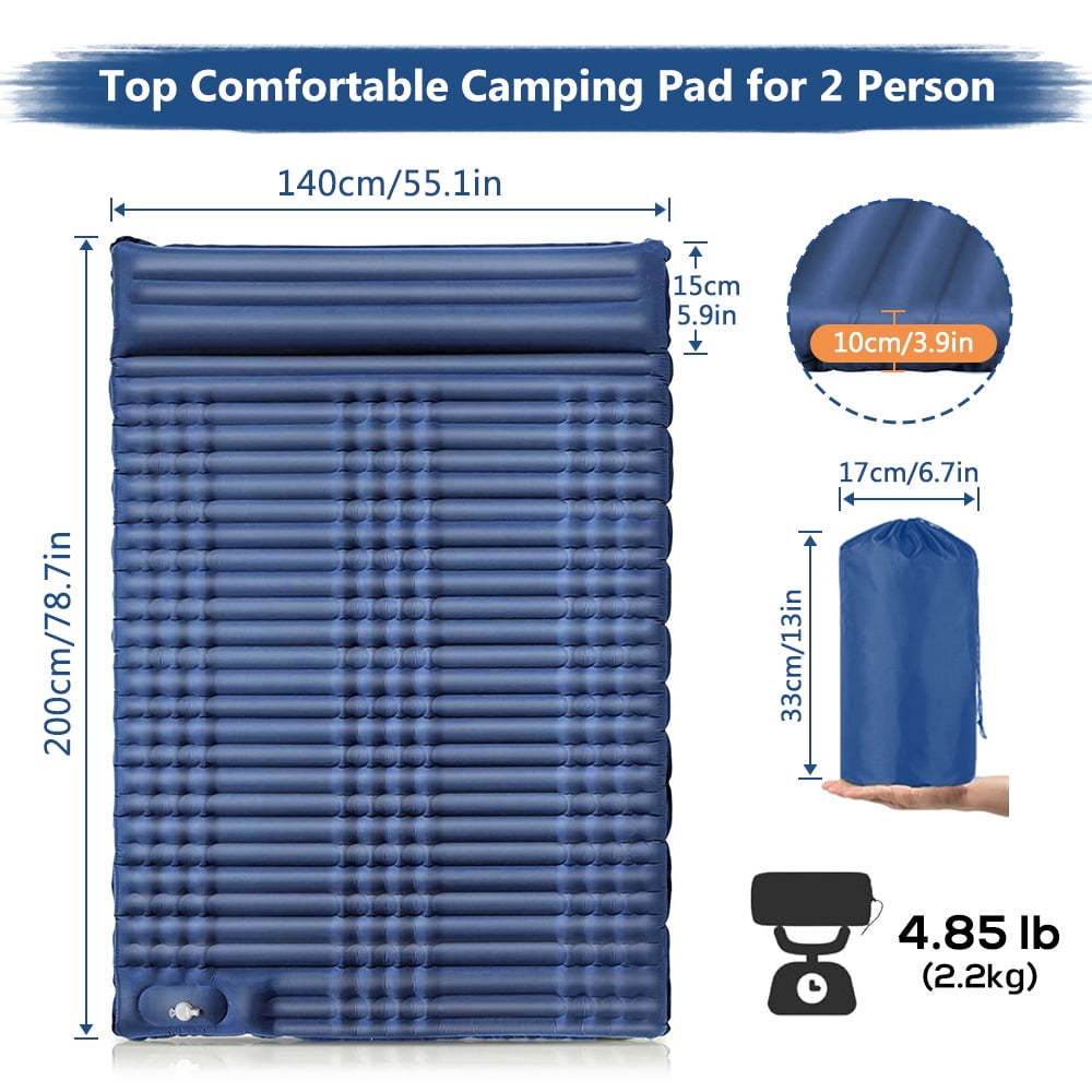For Double Self Inflating Sleeping Pad Camping Bed For Adults With ...