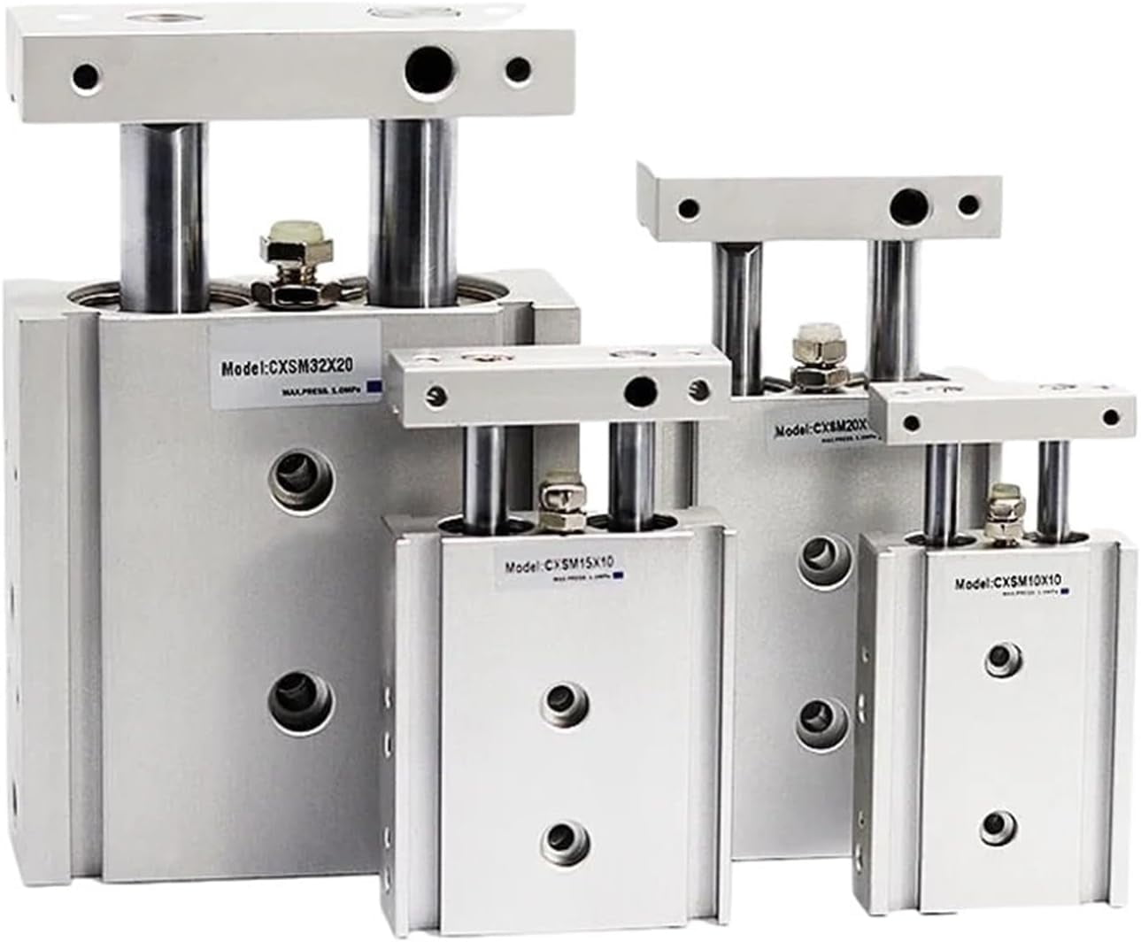 Double Shaft Double Rod Cylinder Pneumatic 10/15/20/25/32 Stroke 10/20 ...