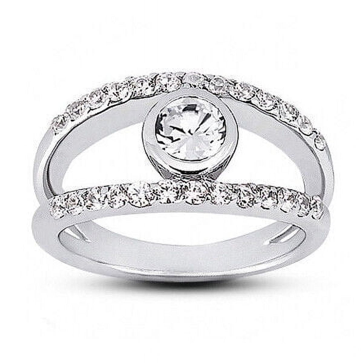 Double Shank Ring Bezel Set Wedding Anniversary Ring 1.7 Ct Round ...