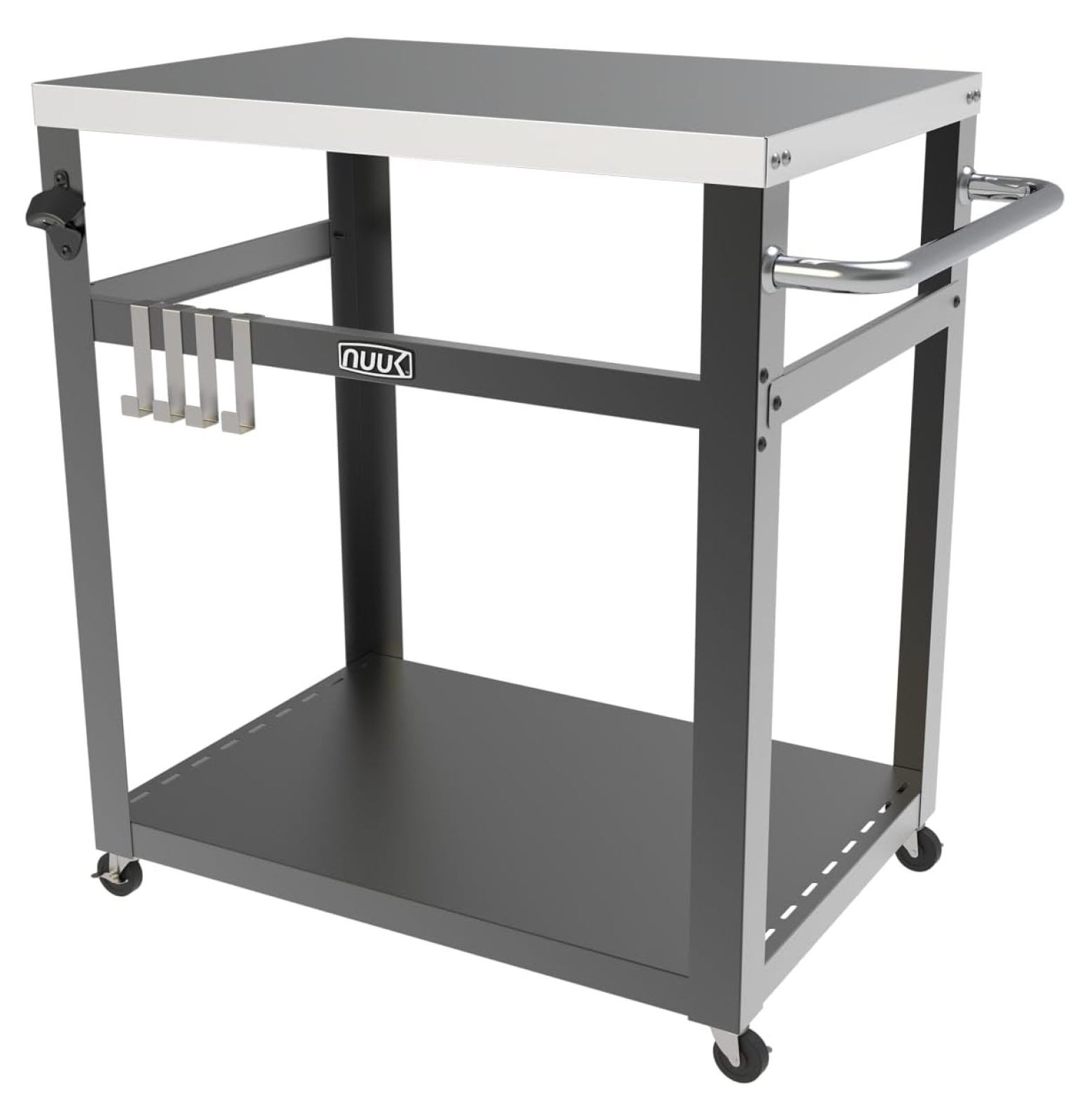Double-Shelf Movable Outdoor Dining Cart Table, 20" x 30" Stainless ...