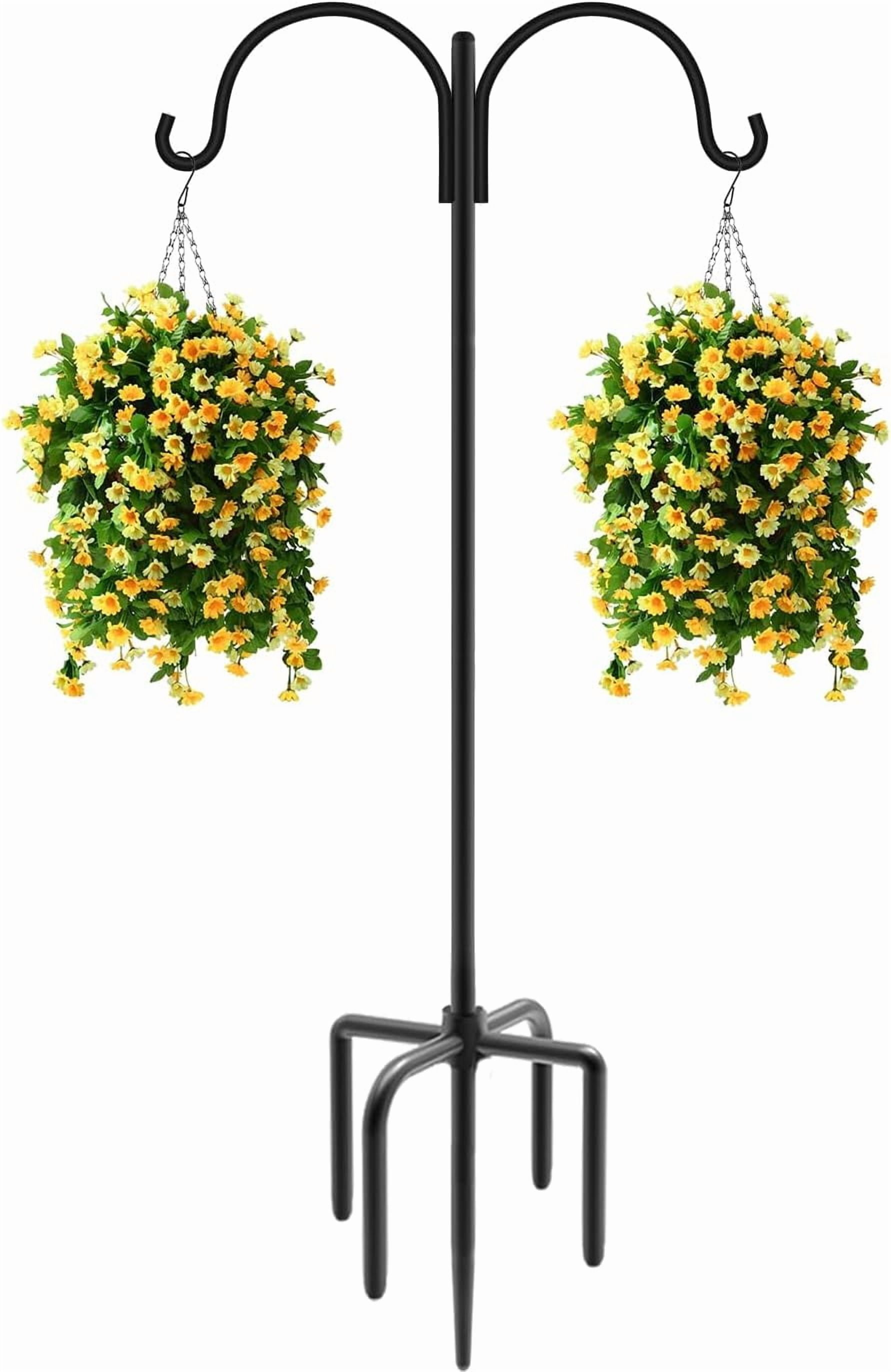 Double Shepherd Hooks for Outdoor, 92" Heavy Duty Bird Feeder Hangers ...