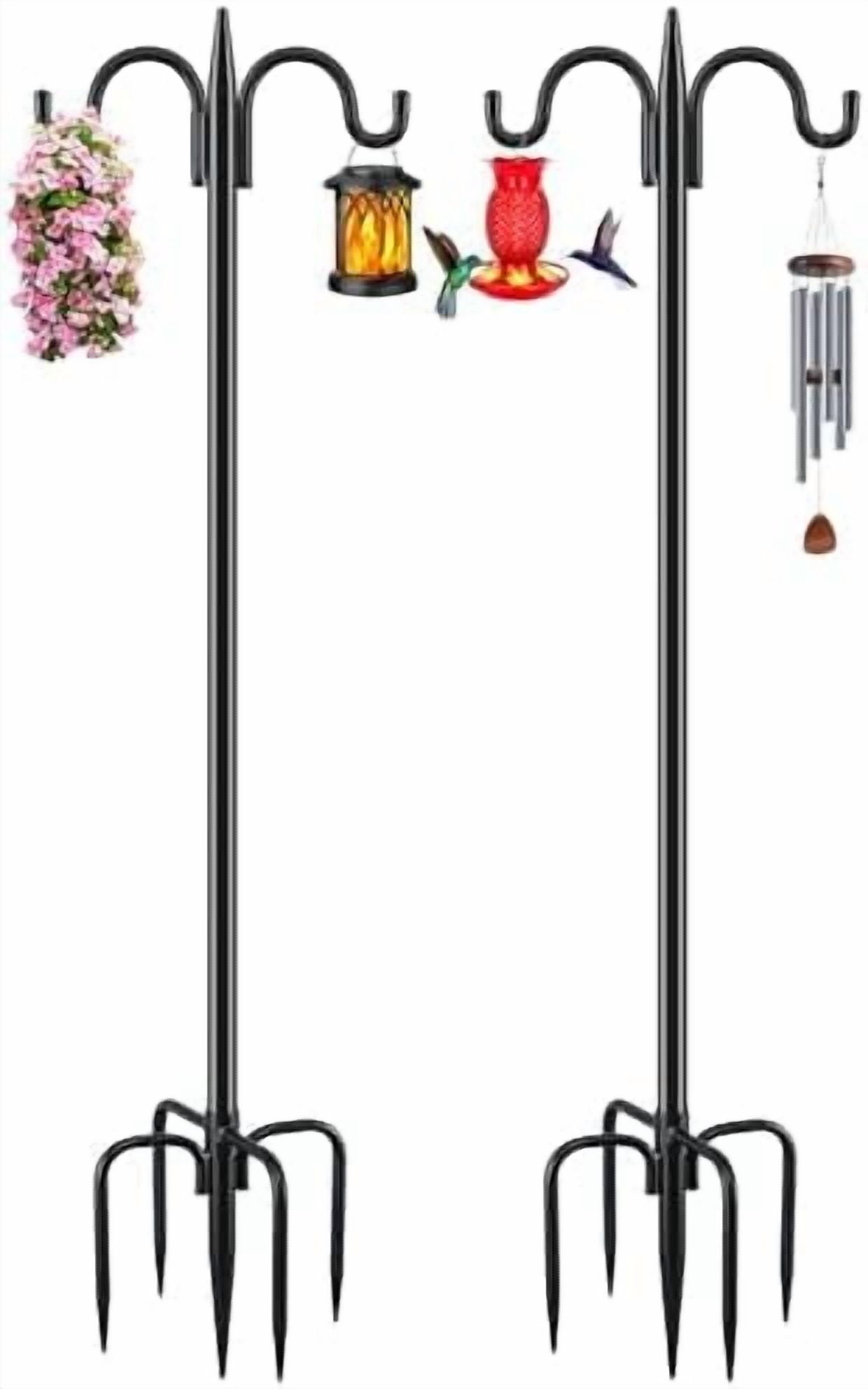 Double Shepherds Hook for Outdoor, 2 Pack 92 Inch Heavy Duty Bird ...