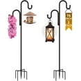 Double Shepherds Hooks for Outdoor, Bird Feeder Pole with 5 Prongs Base ...