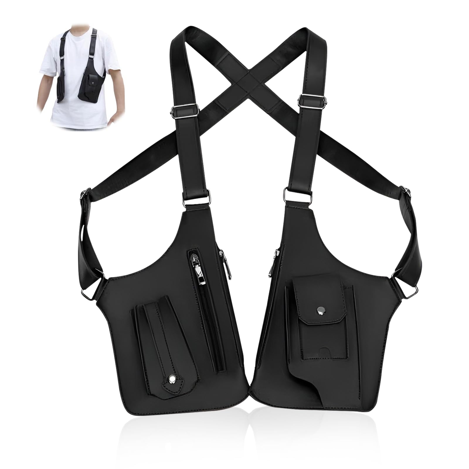 Double Shoulder Armpit Bag for Men, Anti-theft Bag with Double Shoulder ...