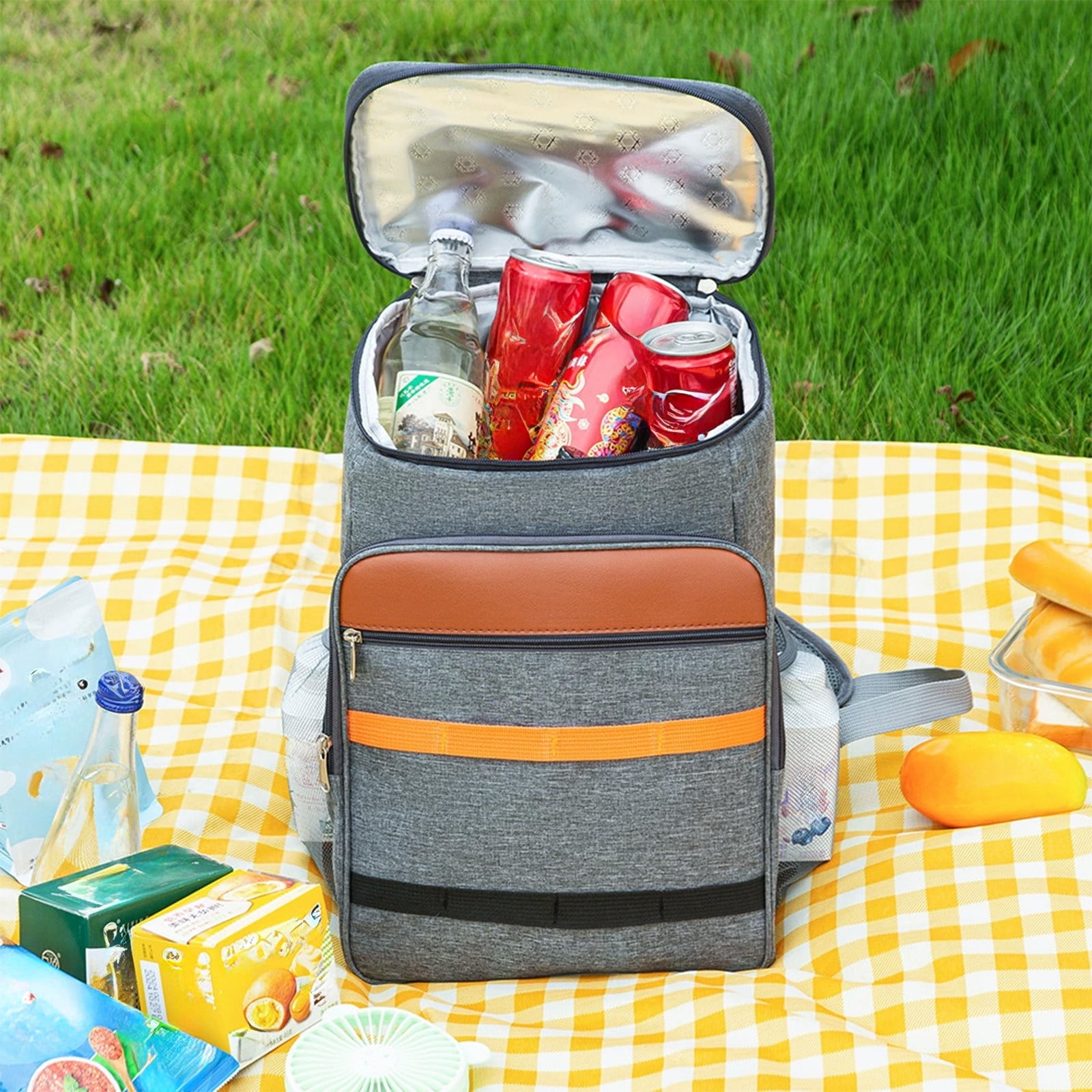 Double Shoulder Insulated Lunch Bag for Men and Women - Large Capacity ...