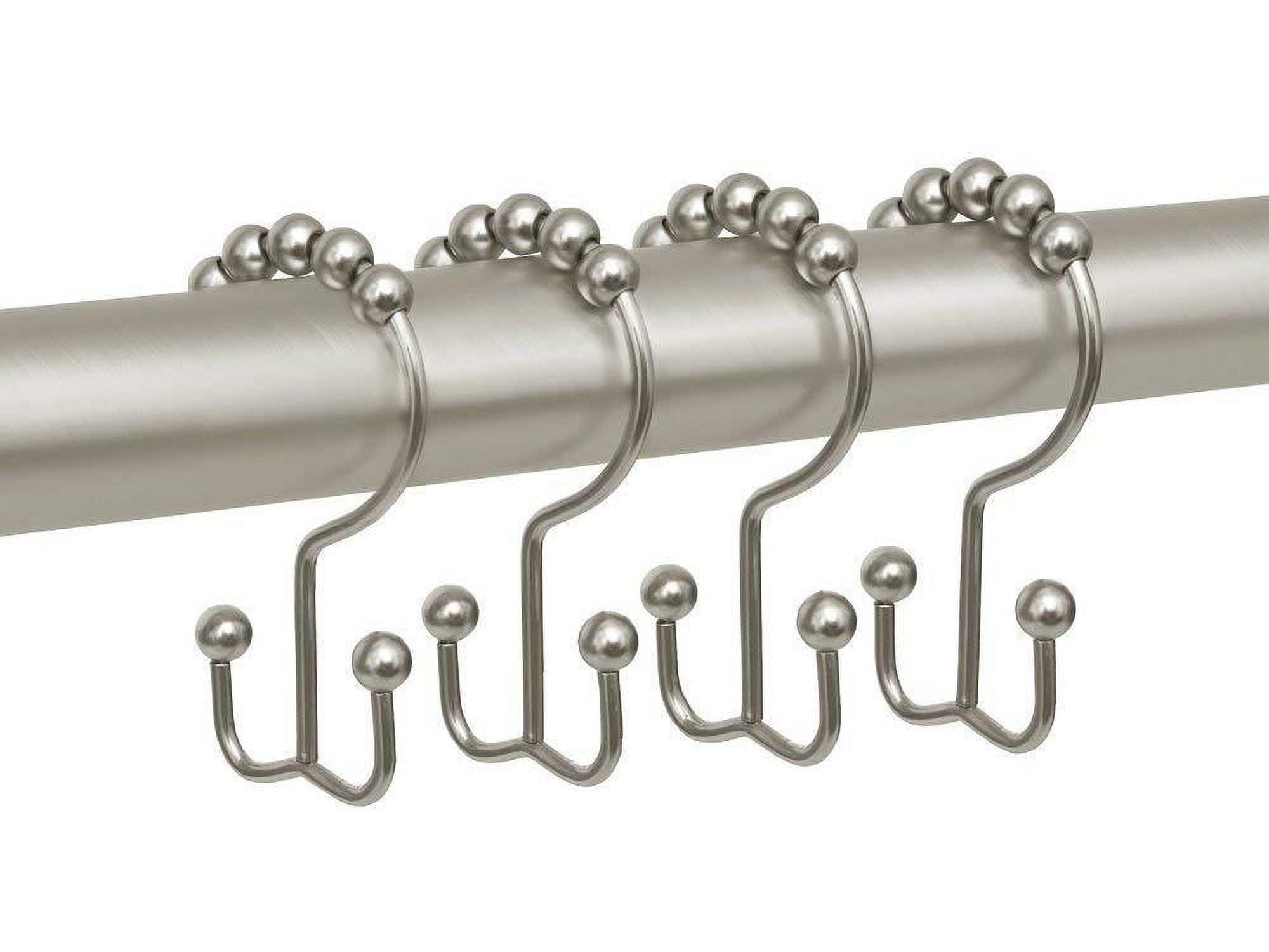 Double Shower Curtain Hooks Rings Premium Heavy Duty Set of 12 Matte ...