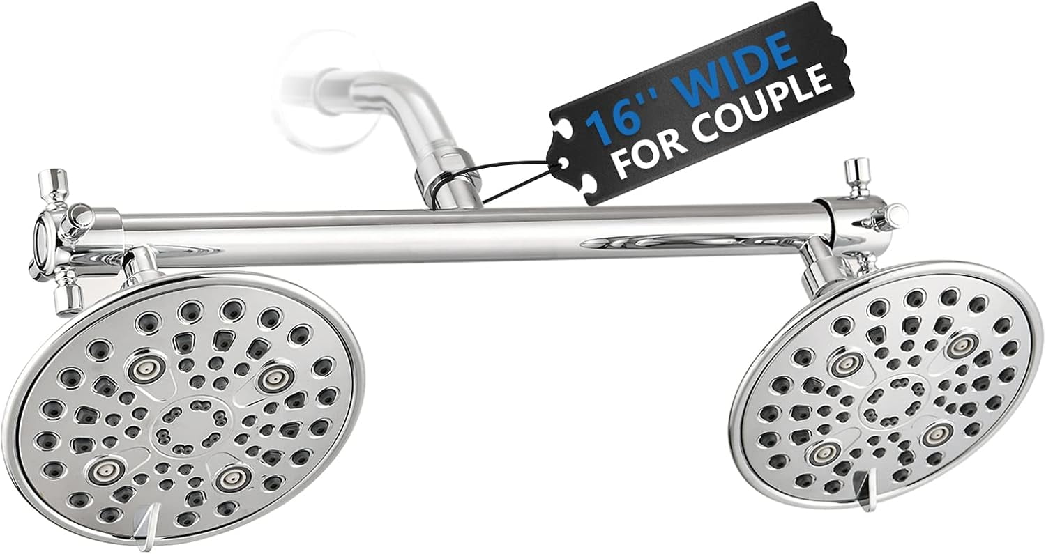 Double Shower with Built-in Valve, High 6 Setting Dual Shower Design ...