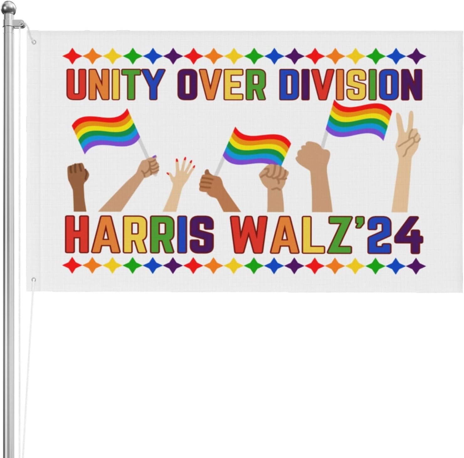 Double Side 3x5 Flag, Harris Waltz 2024 Unity Over Division Flag 3x5 ...