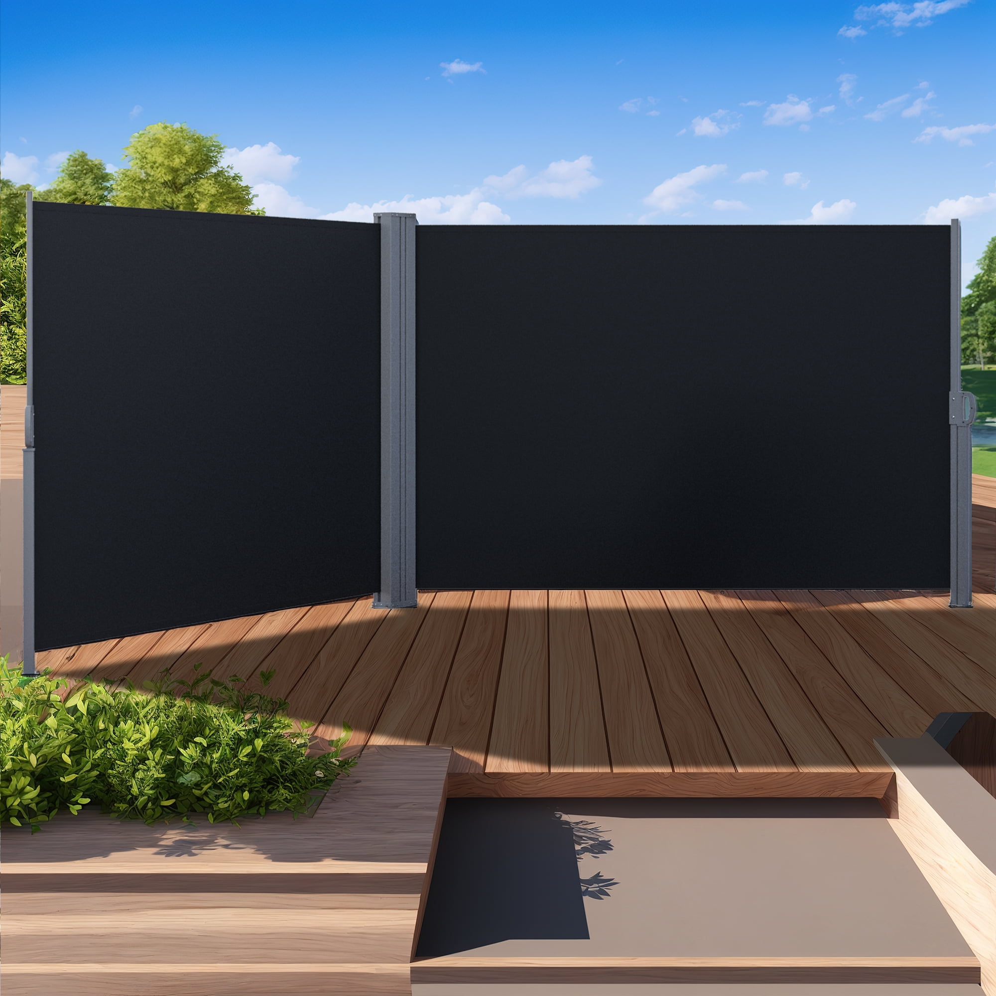 Double Side Awning 236''X 63'', Retractable Side Awning Folding Privacy ...