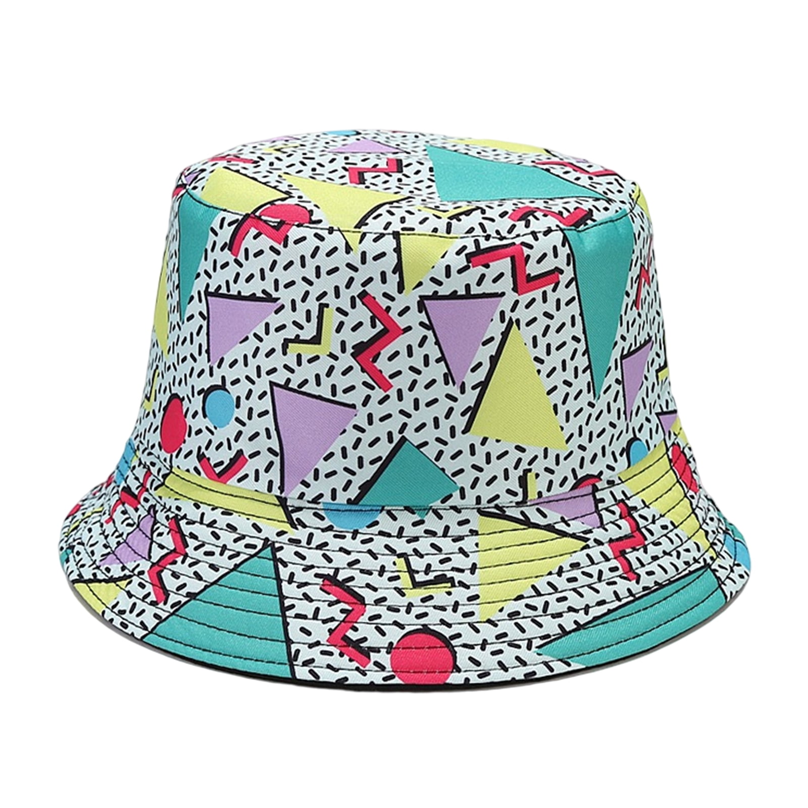 Double Side Bucket Hat Geometric Bucket Hat 80s 90s Bucket Hat ...
