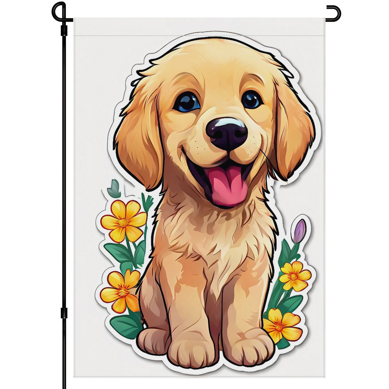 Double-Side Cute Dog Golden Retriever Yard Flags for Balcony Farmhouse ...