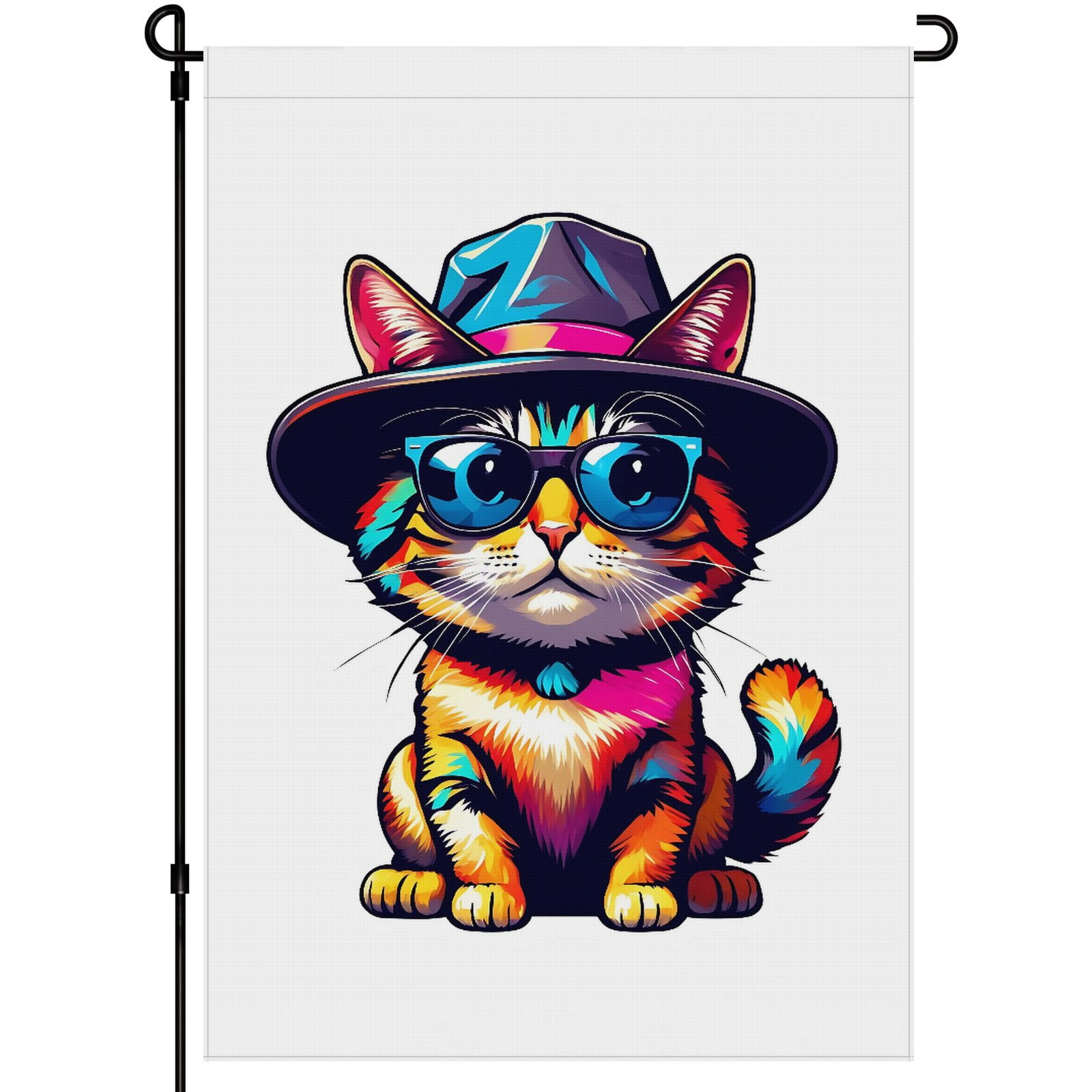 Double Side Fluffy Cat Cat Decor Large Garden Flag Cartoon Style ...