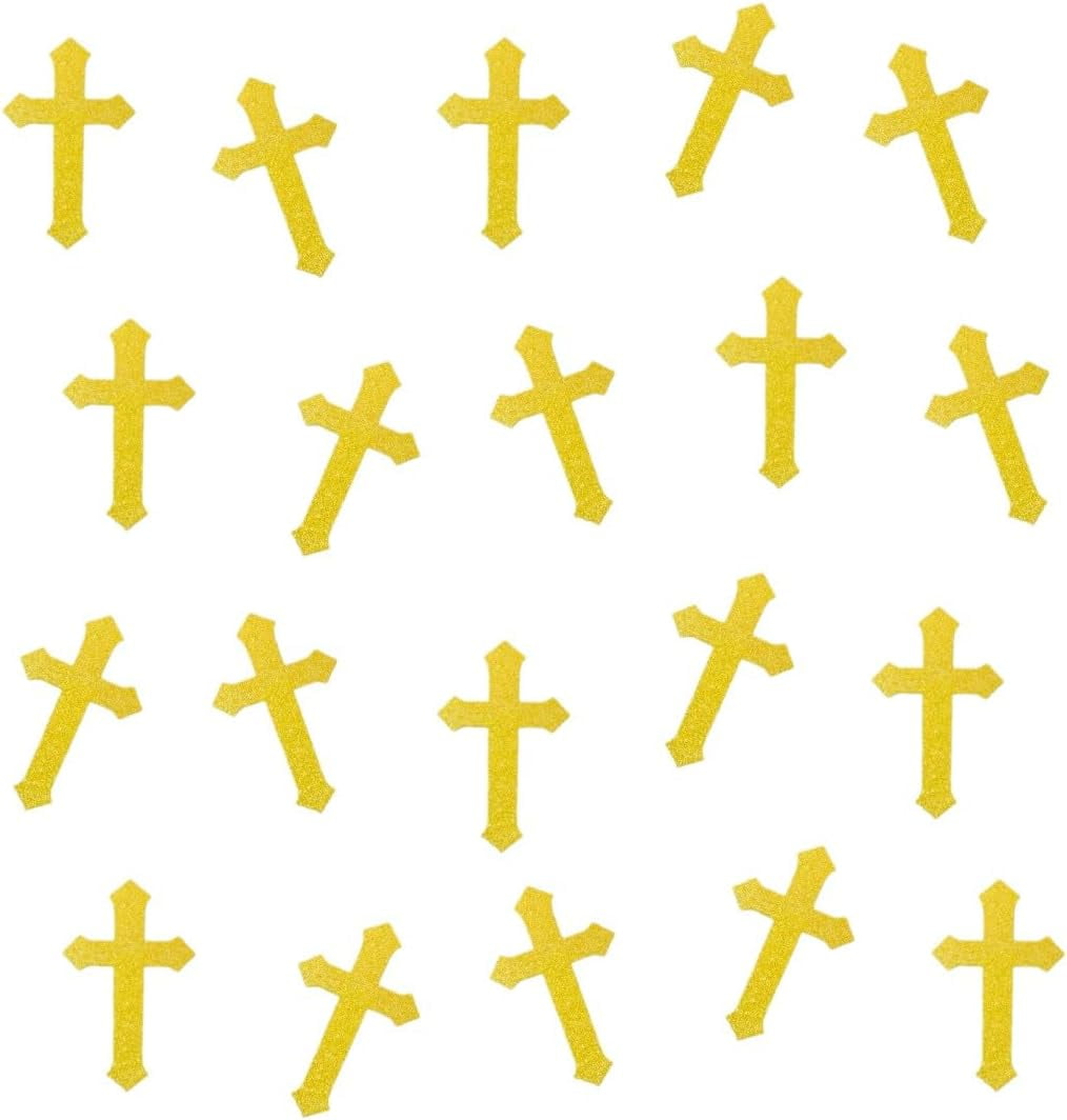 Double Side Gold Glitter Paper Cross Confetti God Bless Paper Scatter ...