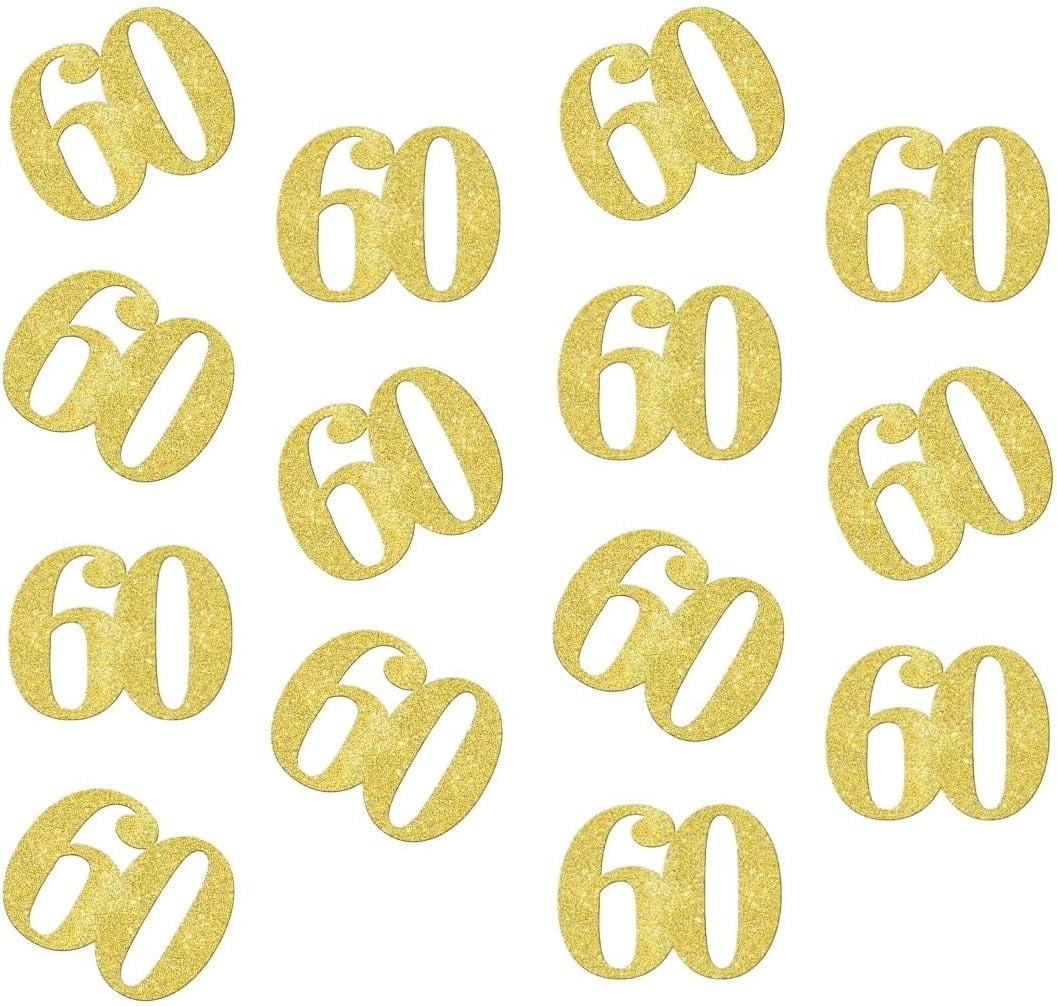 Double Side Gold Glitter Paper Numbrer 60 Confetti 60 Paper Scatter ...