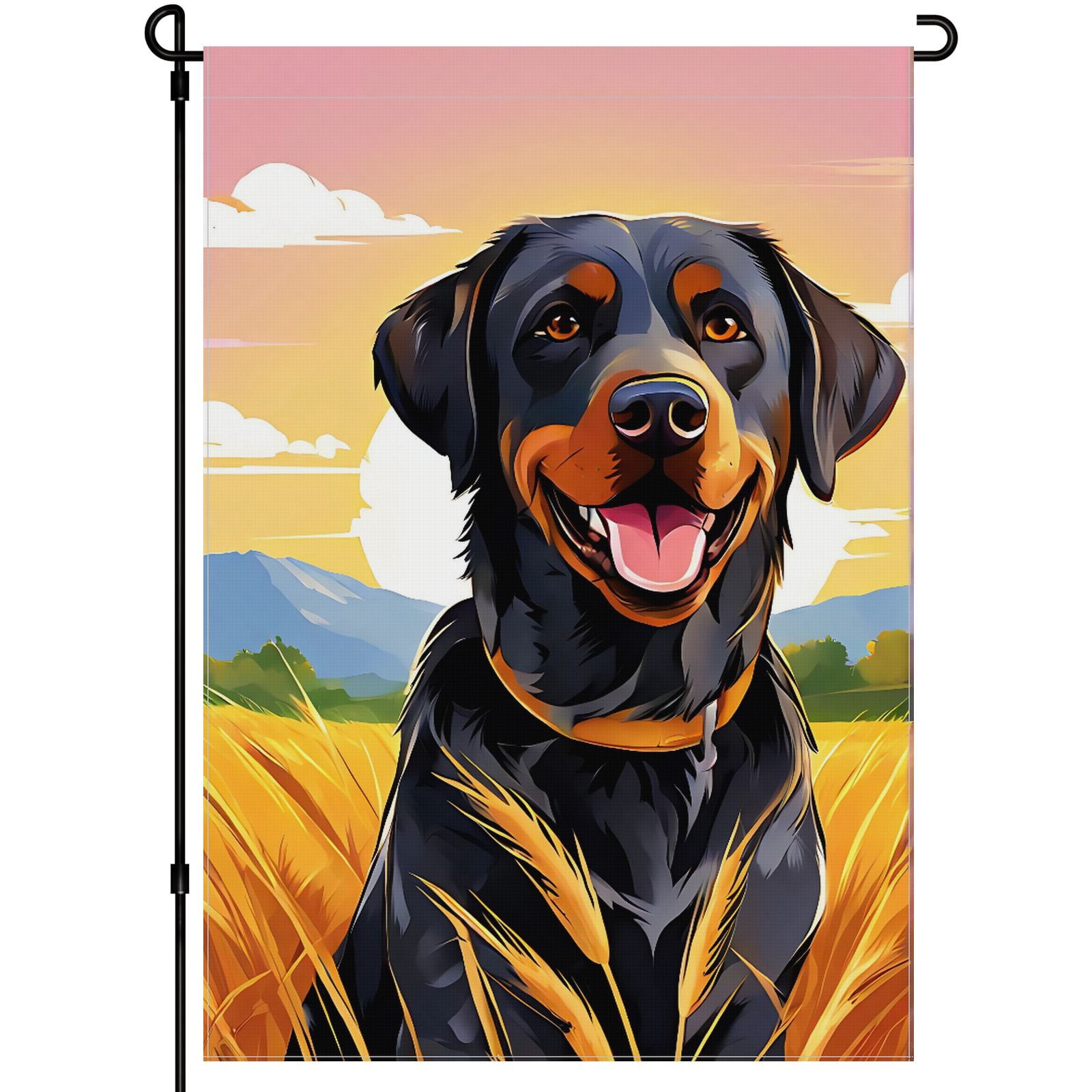 Double-Side Golden Retriever Dog Yard Flag Golden Retriever Happy Smile ...