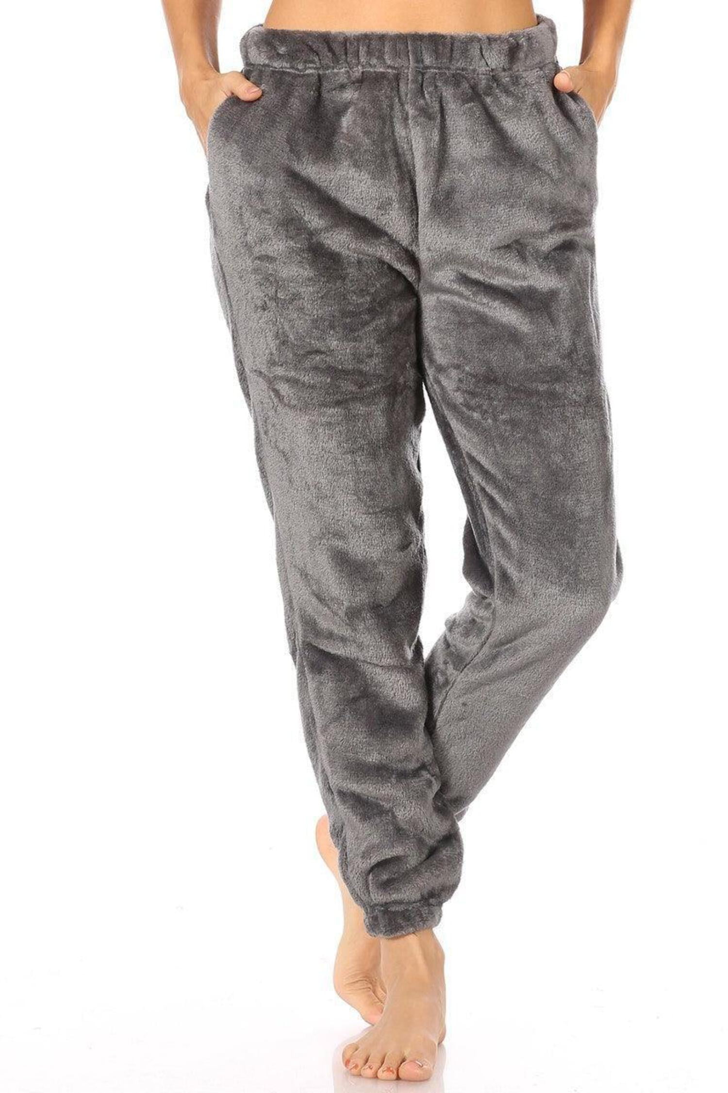 Double Side Plush Fur Joggers Sweatpants - Gray - Walmart.com