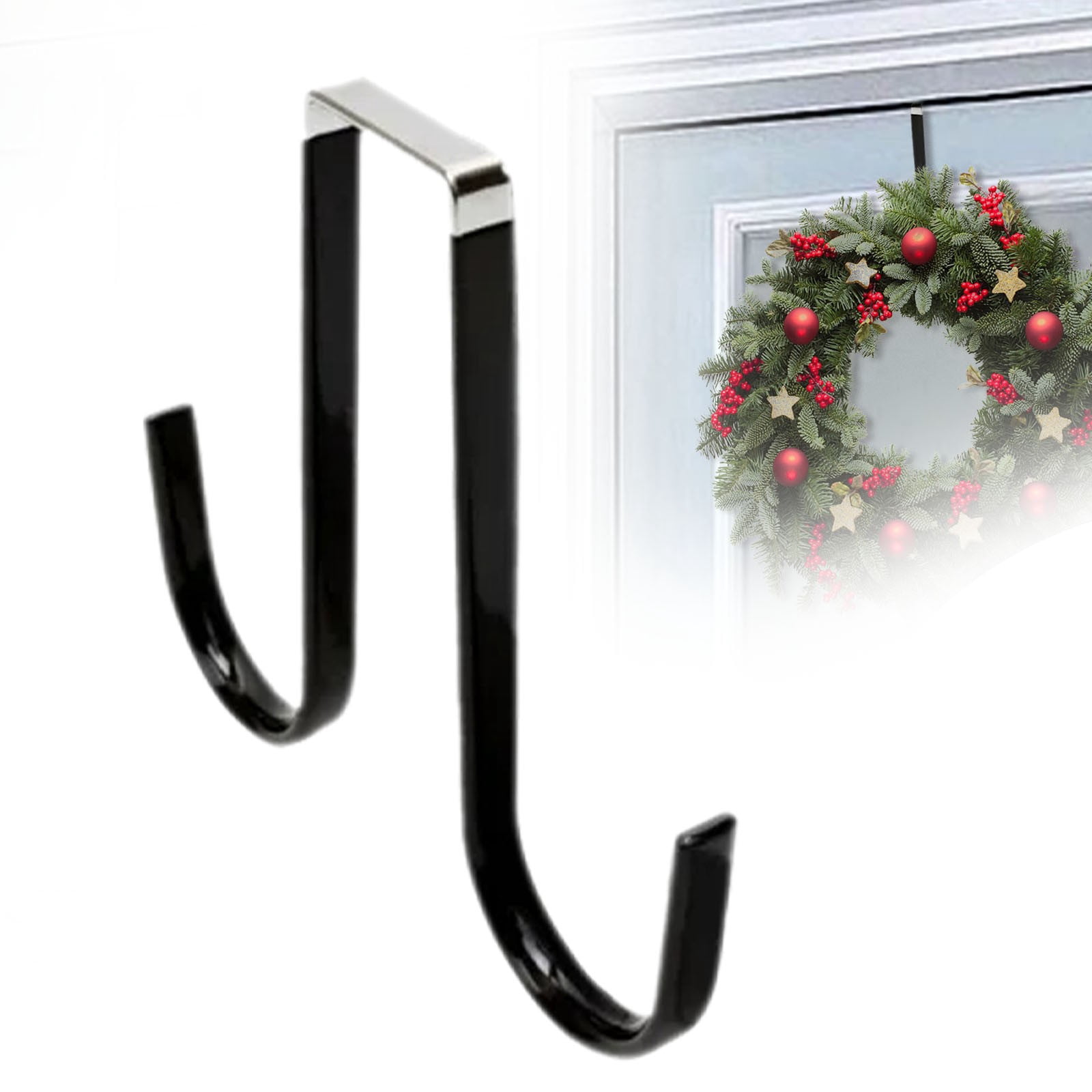 Double Side Wreath Door Hanger, Large Wreath Metal Hook for Christmas ...
