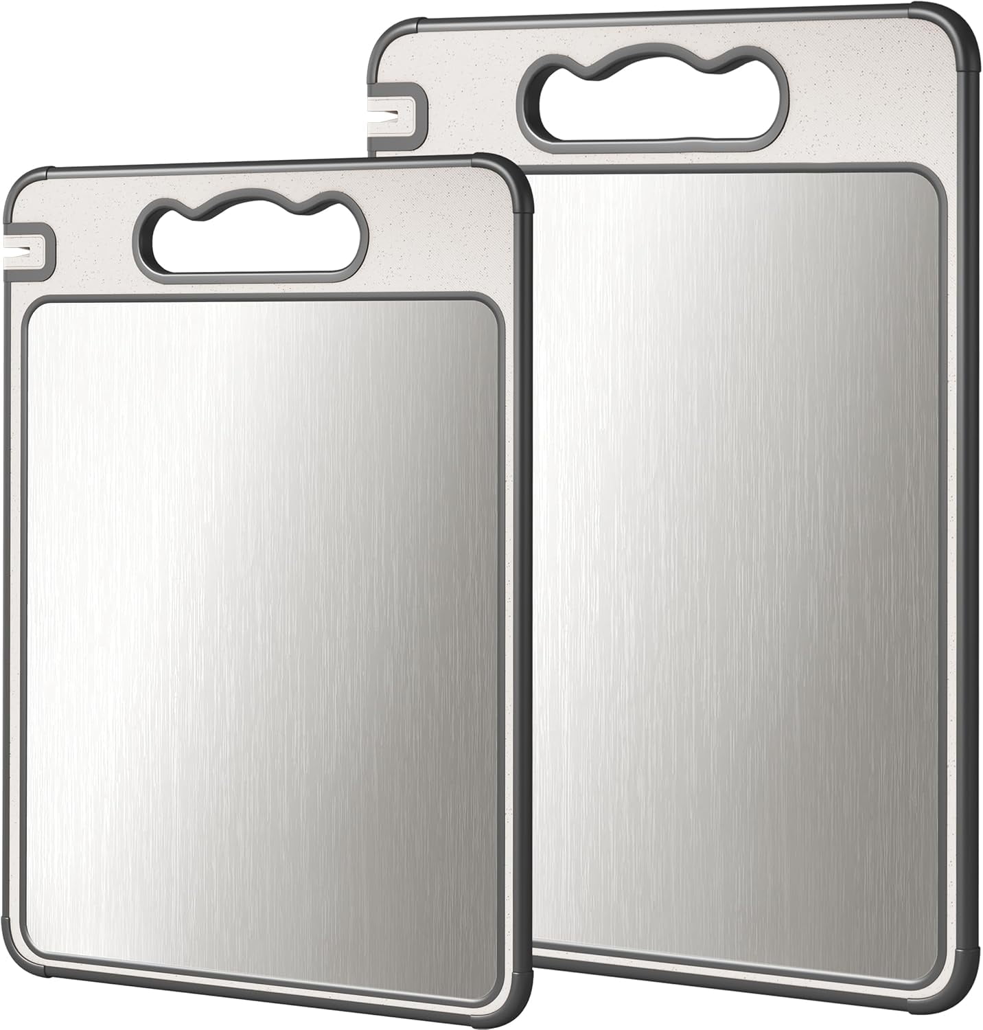 Double Sided 304 Stainless Steel & Wheat Straw Cutting Board, Non Toxic ...
