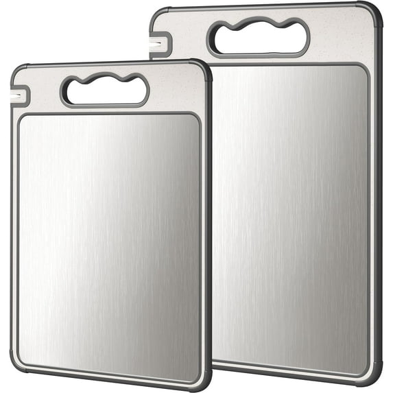 Double Sided 304 Stainless Steel & Wheat Straw Cutting Board, Non Toxic ...