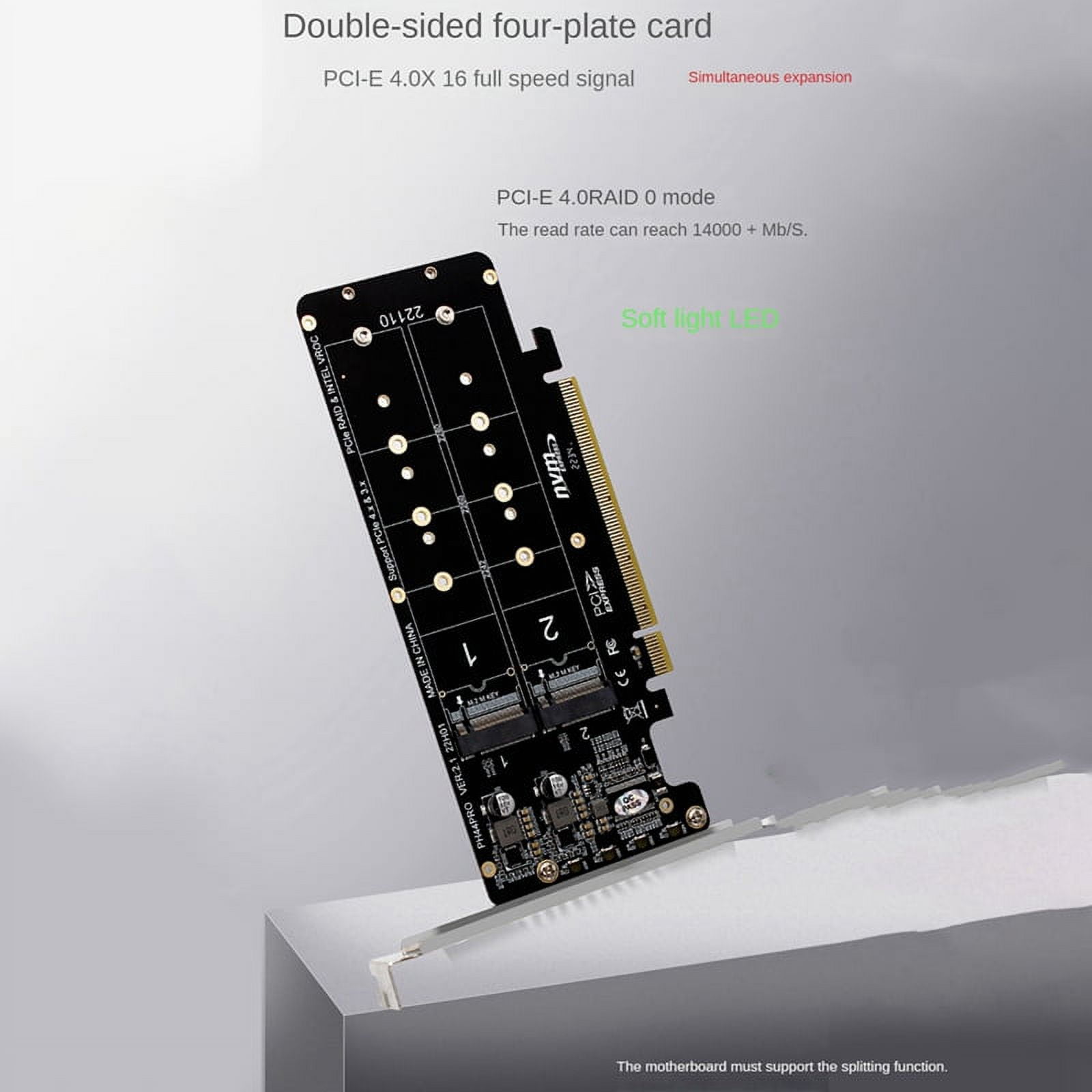 Double-Sided 4-Disk NVME Card PCIeX16 to M.2 M-Key NVMEx4SSD 2U Server ...