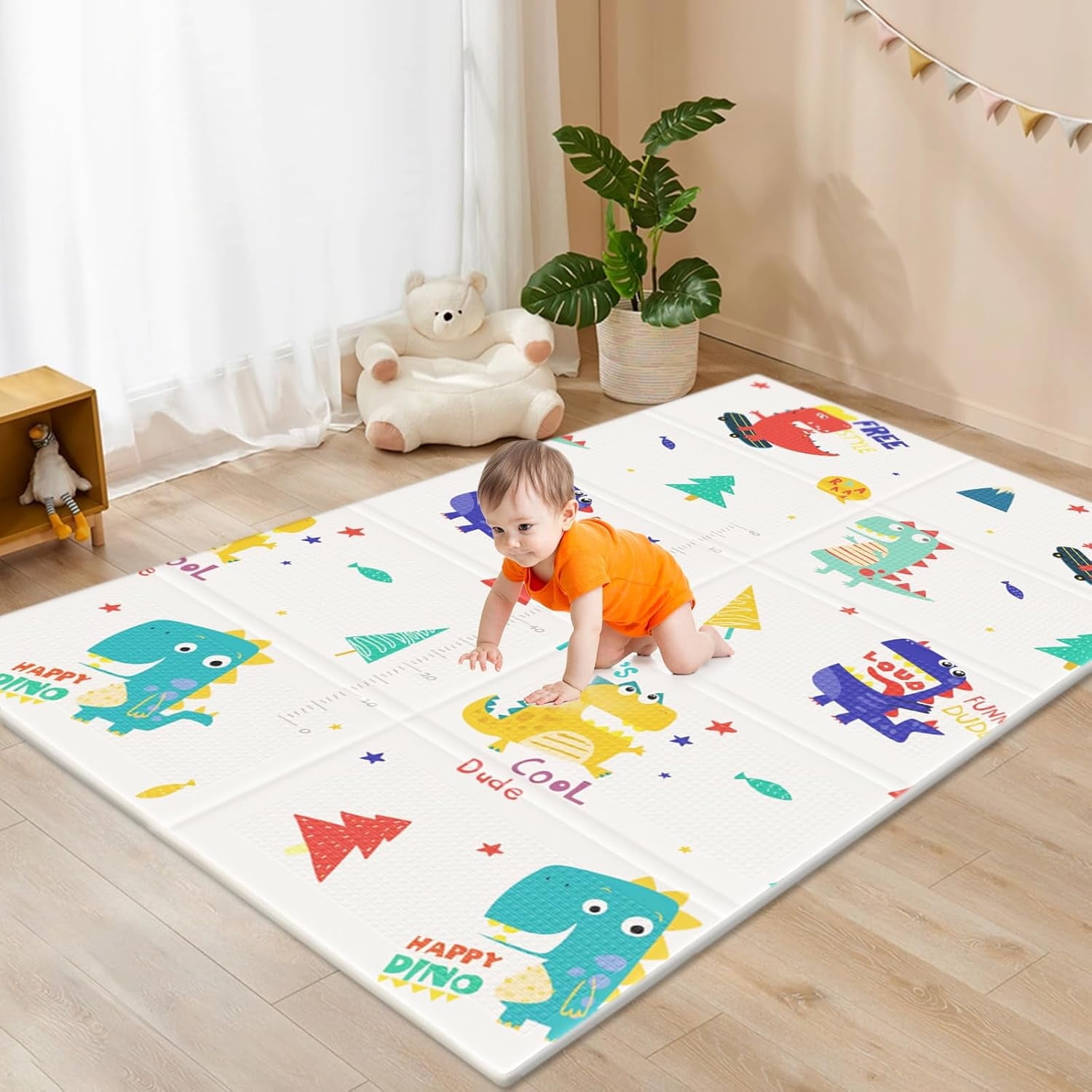 Double-Sided 74x50 Inch Foldable Baby Play Mat - Waterproof, Non-Slip ...