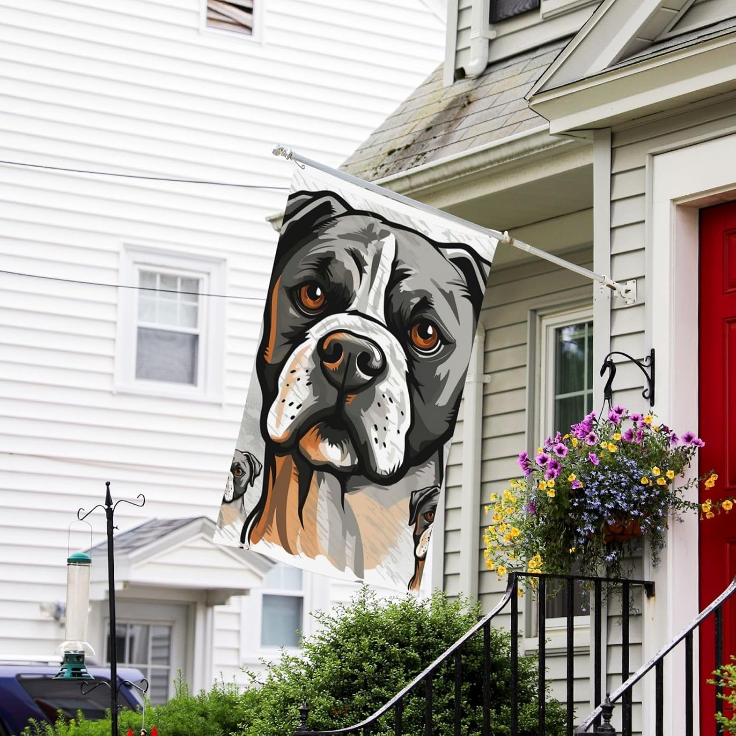 Double Sided American Bulldog Head Garden Yard Flags Greeting Banner ...