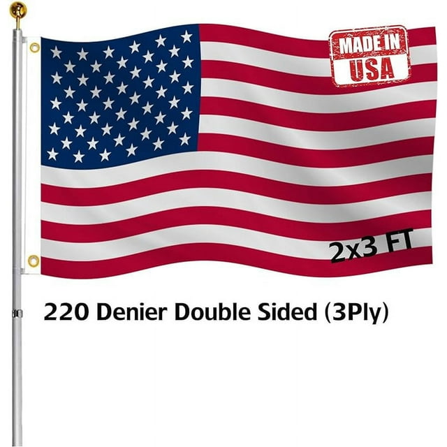 Double Sided American US Flag 2x3 FT Outdoor- UV Fade Resistant 3Ply ...