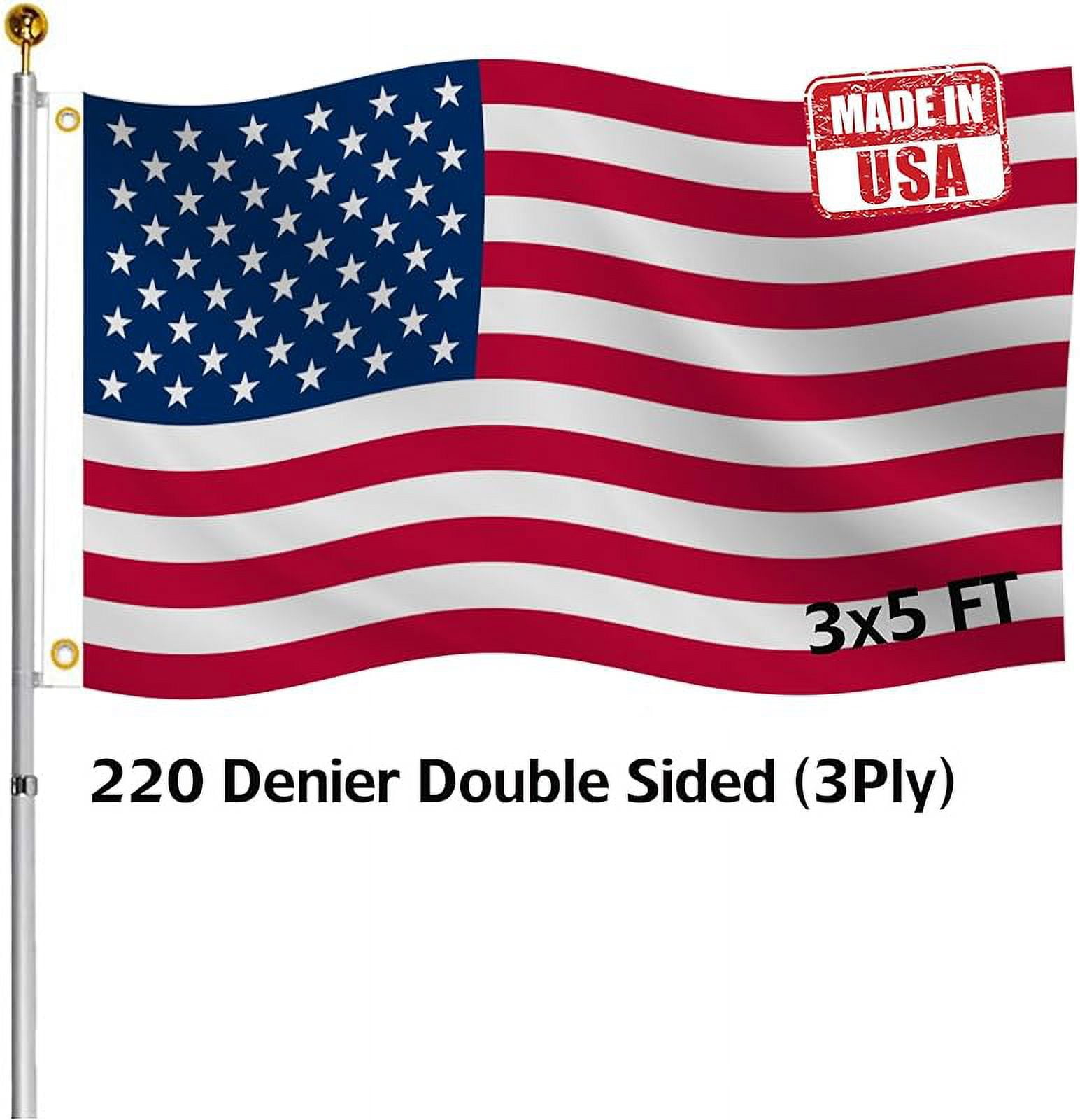 Double Sided American US Flag 3x5 FT Outdoor- UV Fade Resistant 3Ply ...
