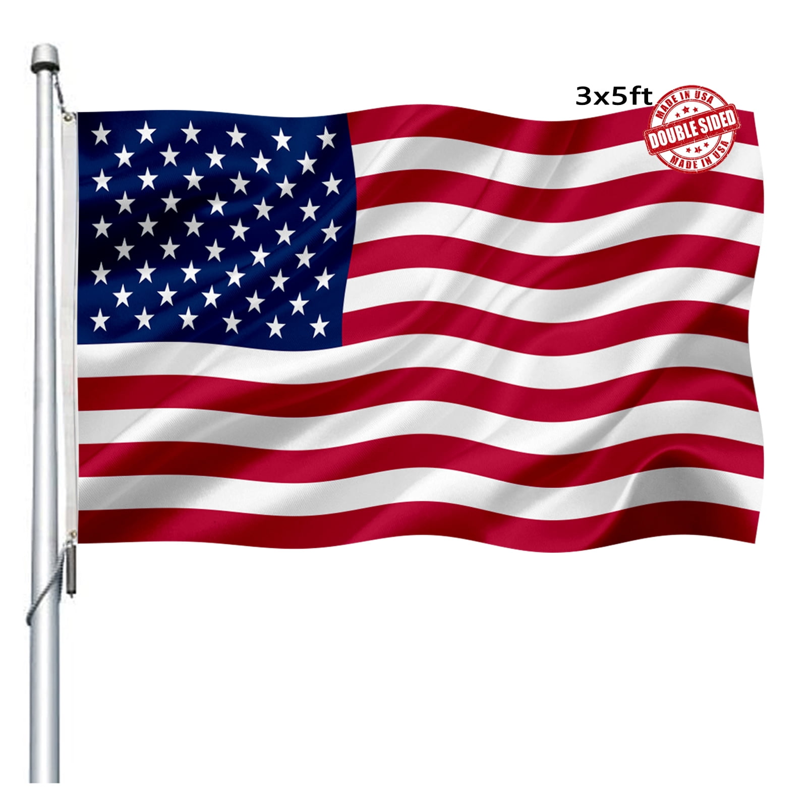 Double Sided American US Flag 3x5 FT Outdoor- UV Fade Resistant 3Ply ...