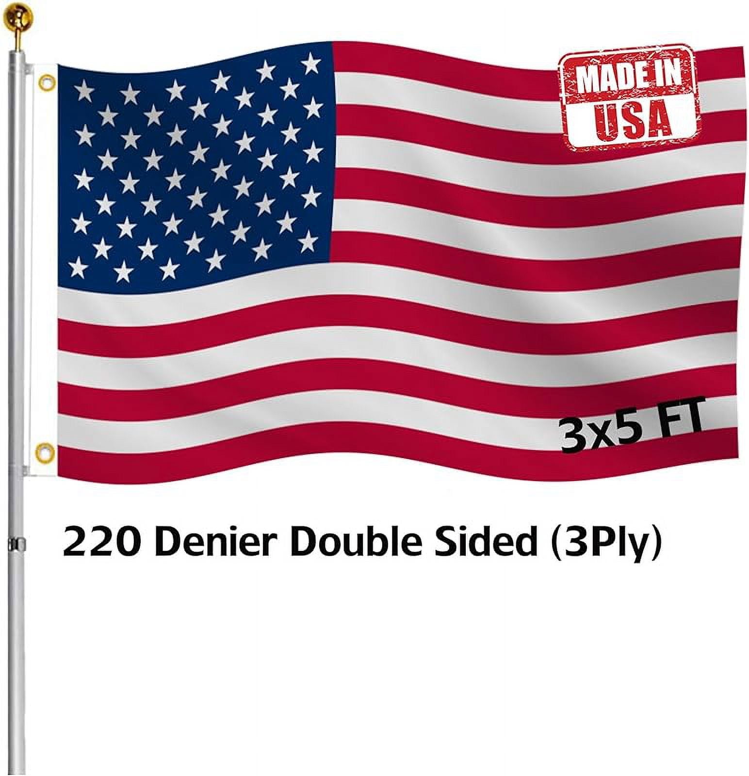 Double Sided American US Flag 3x5 FT Outdoor- UV Fade Resistant United ...