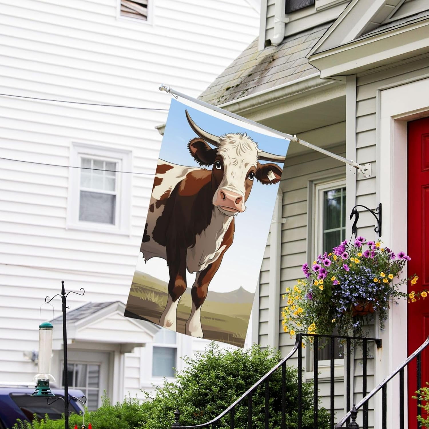 Double Sided Animal Cow Garden Yard Flags Greeting Banner Fade ...