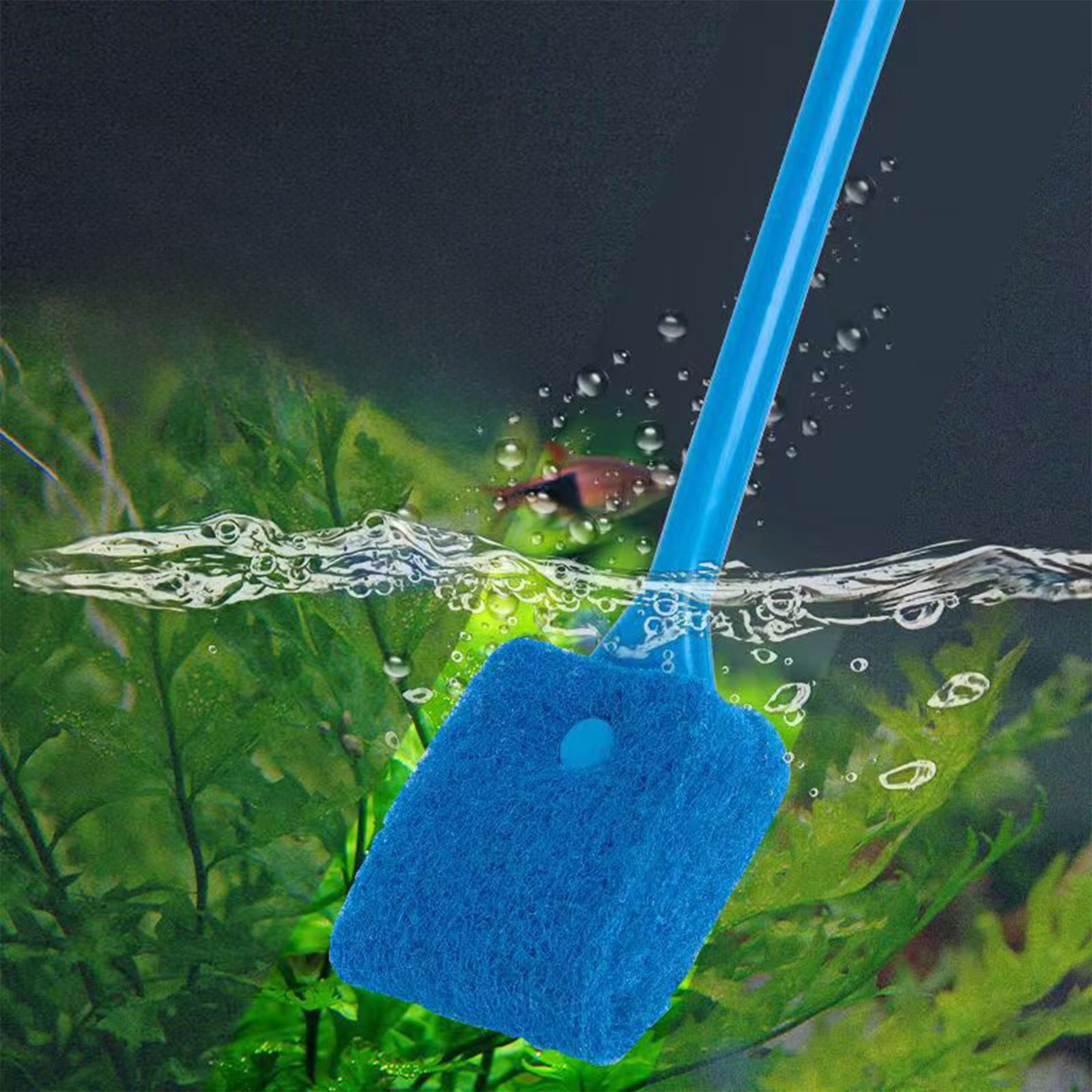 Double-Sided Aquarium Brush - Long Handle Tank Scraper Algae Remover ...
