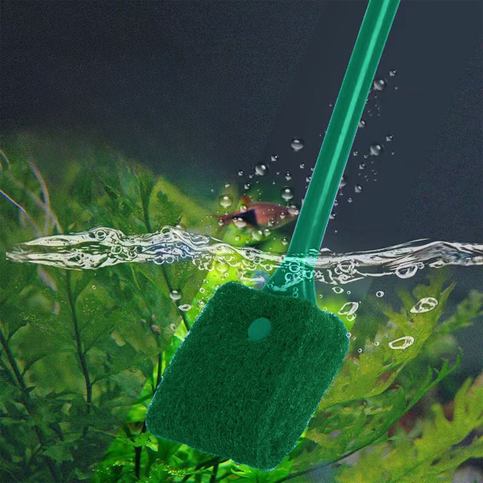 Double-Sided Aquarium Brush - Long Handle Tank Scraper Algae Remover ...