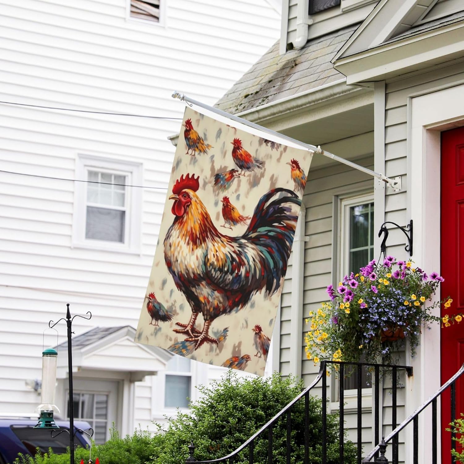 Double Sided Art Chicken Animal Painting Garden Yard Flags Greeting ...