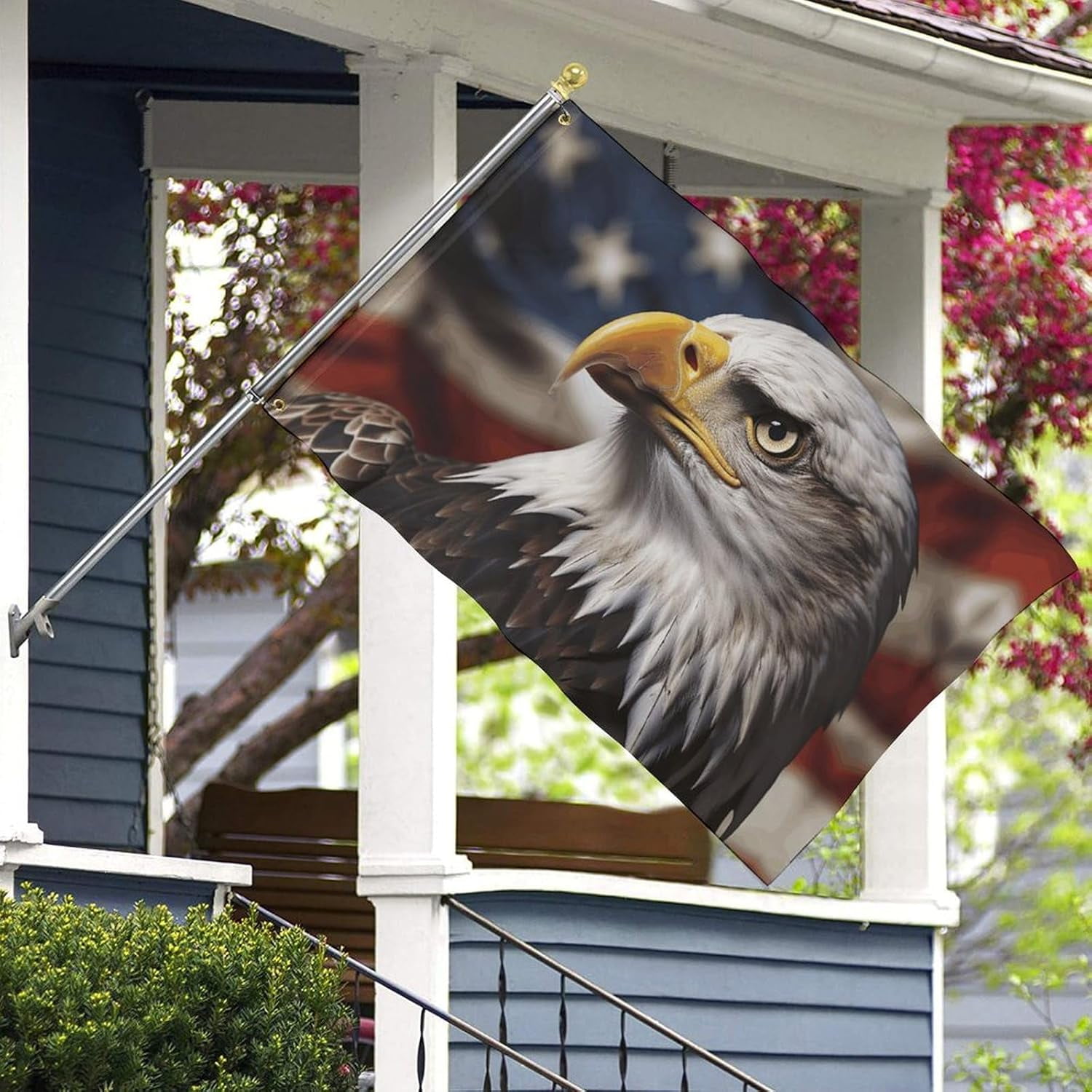 Double Sided Bald Eagle US Flag Pictures Garden Yard Flags in Greeting ...