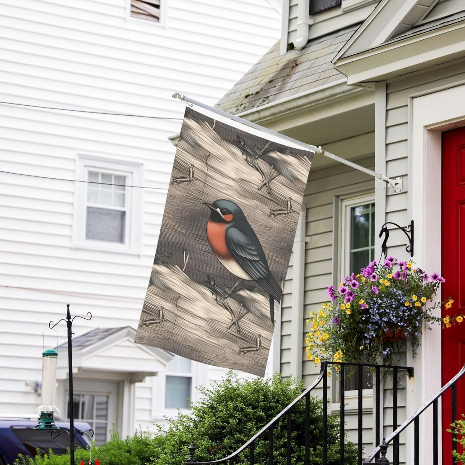 Double Sided Barn Swallow In Graphite Garden Yard Flags Greeting Banner ...