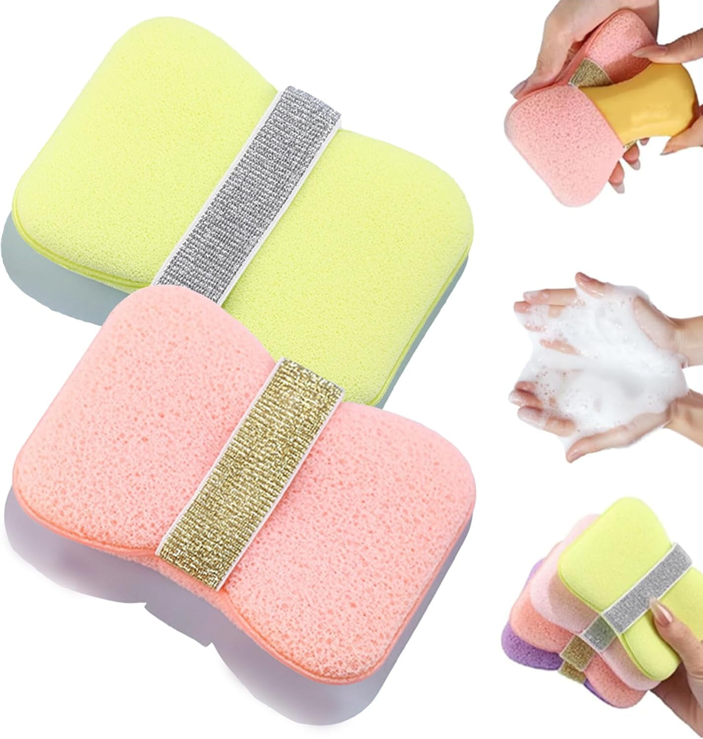 Double-Sided Bath Foaming Bag, 2025 New Bath Sponge Soap Pouch, 2-in-1 ...