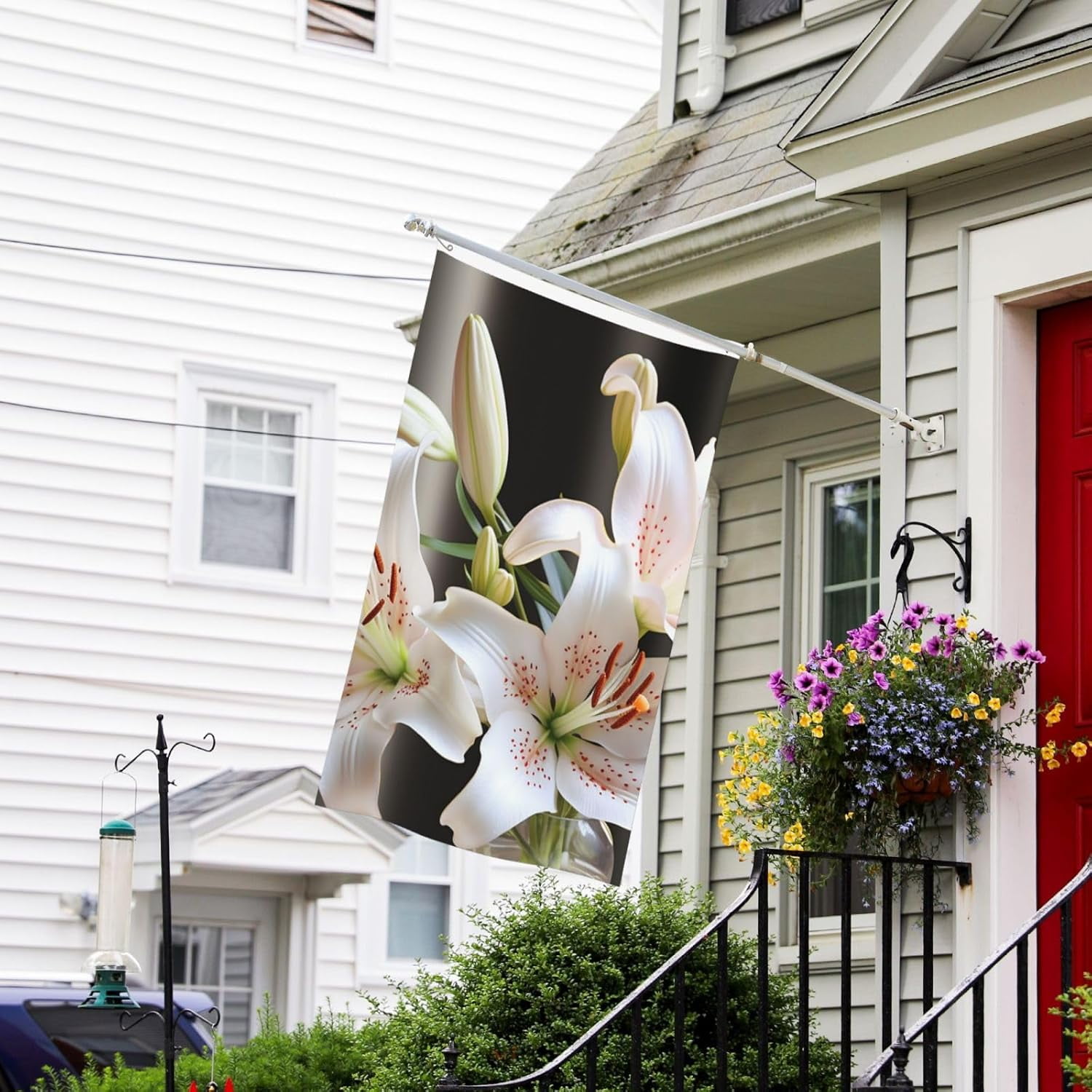 Double Sided Beautiful-Lilies Garden Yard Flags Greeting Banner Fade ...