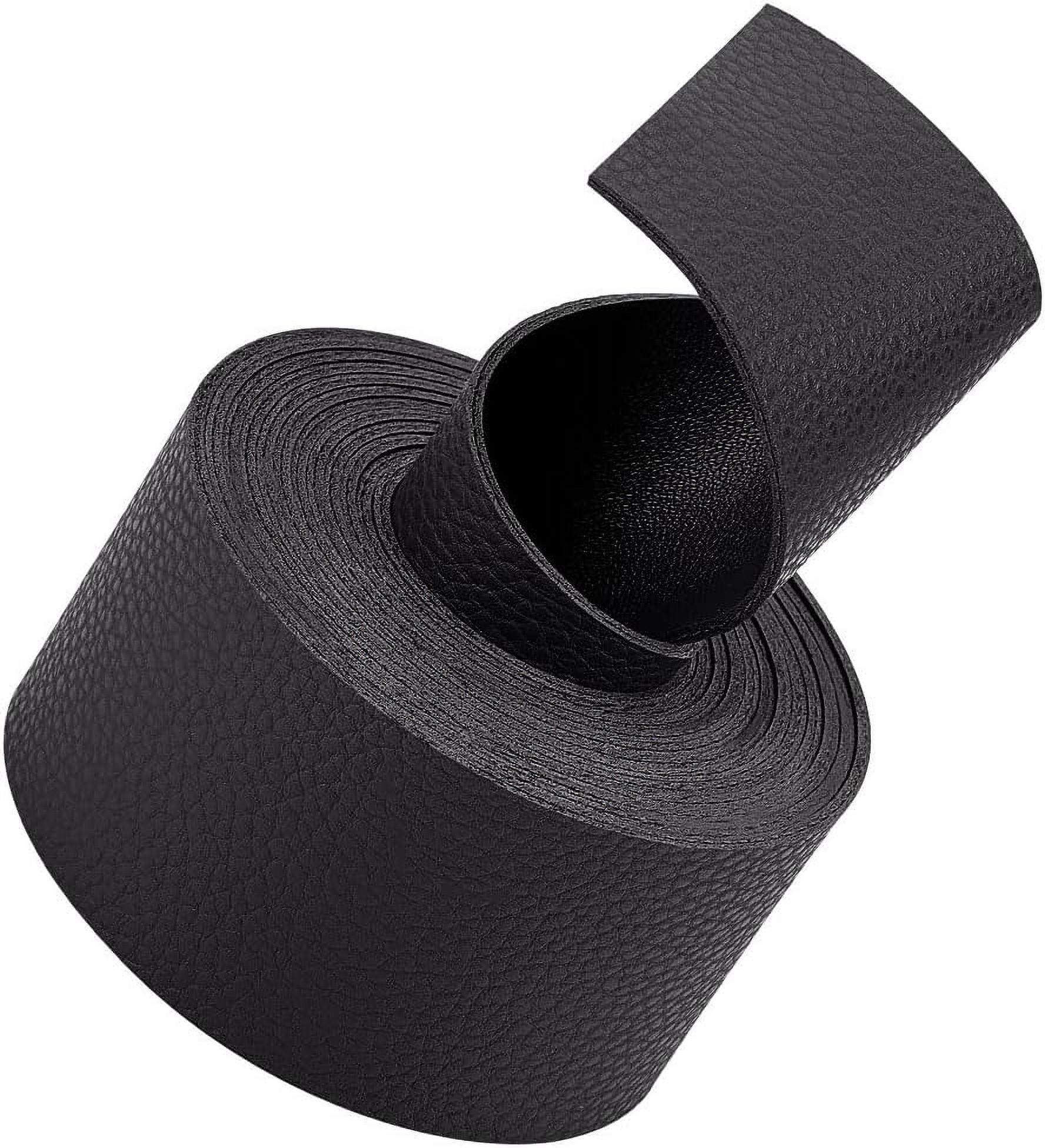 Double Sided Black Leather Strap 79" Long Soft Glossy Lychee Pattern ...