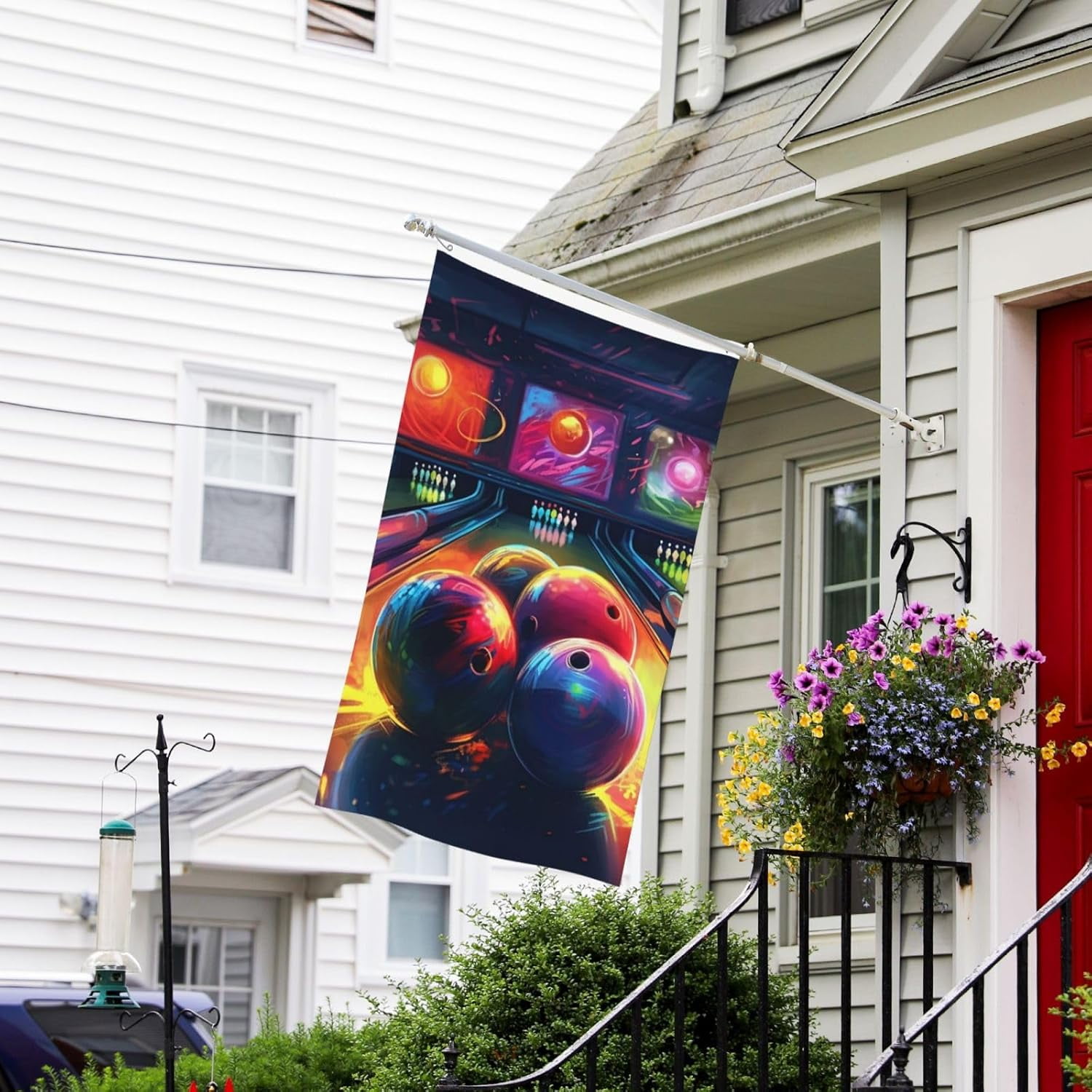 Double Sided Bowling Balls Garden Yard Flags Greeting Banner Fade ...